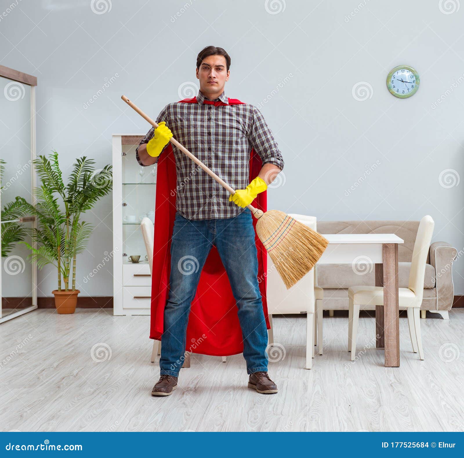 Super Hero Cleaner Working at Home Stock Photo - Image of occupation ...
