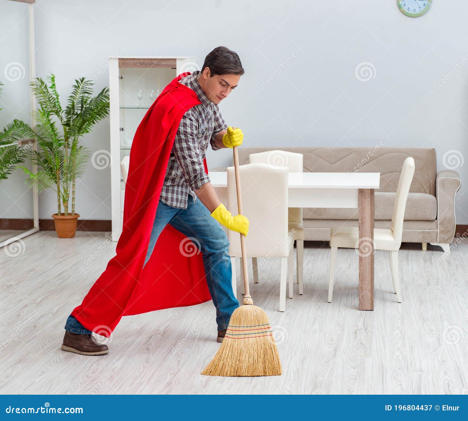 Super Hero Cleaner Working at Home Stock Image - Image of cleaner ...