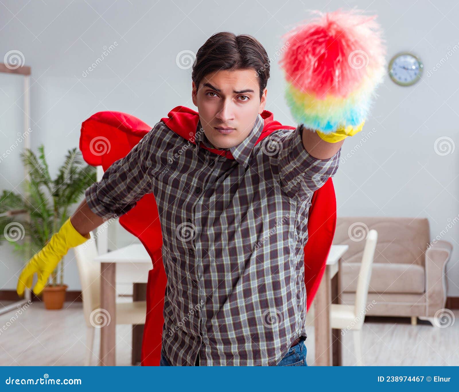 Super Hero Cleaner Working at Home Stock Image - Image of feather ...