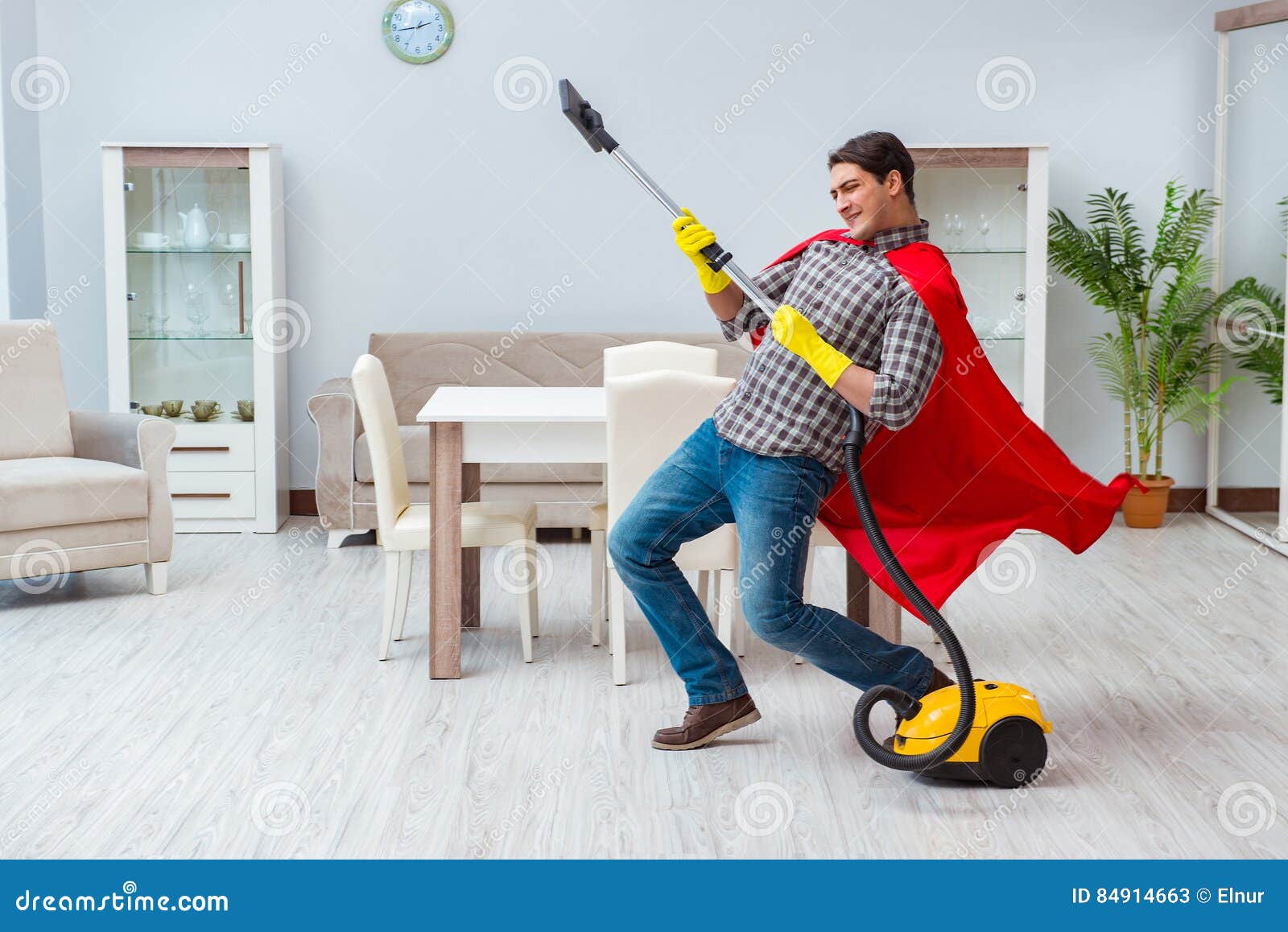The Super Hero Cleaner Working at Home Stock Image - Image of living ...