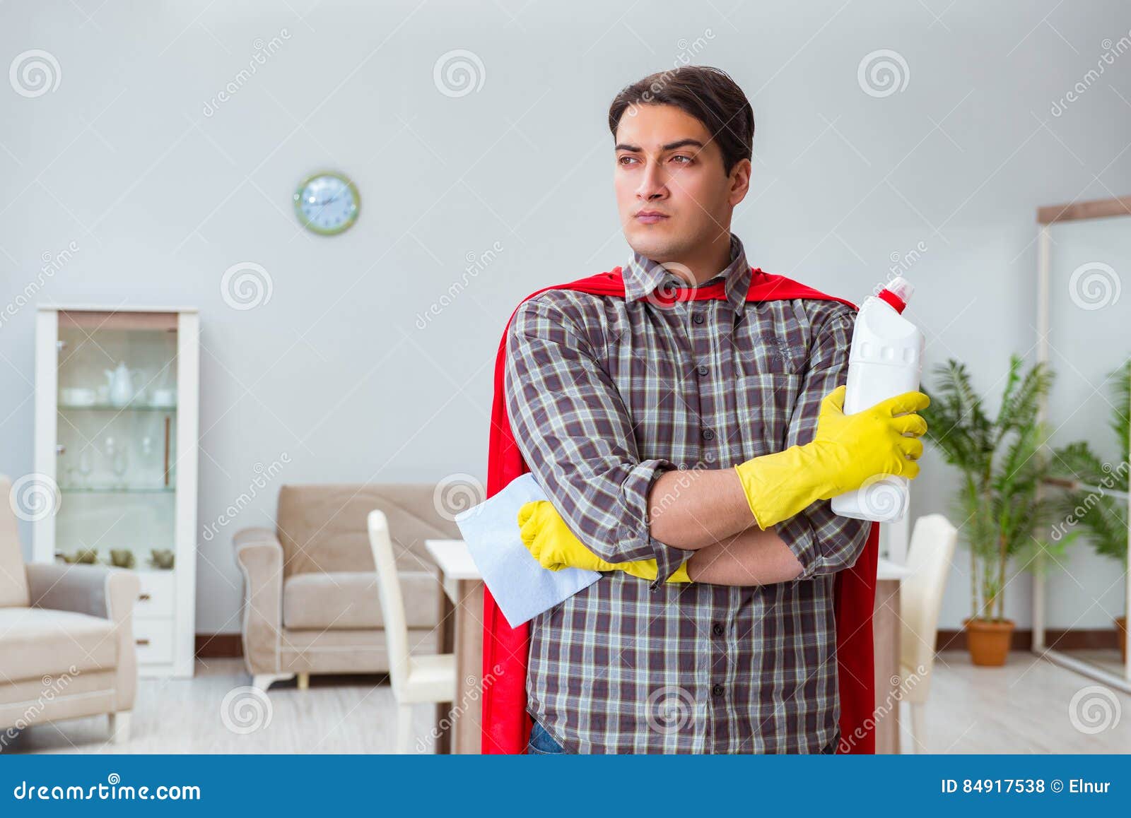 The Super Hero Cleaner Working at Home Stock Photo - Image of detergent ...