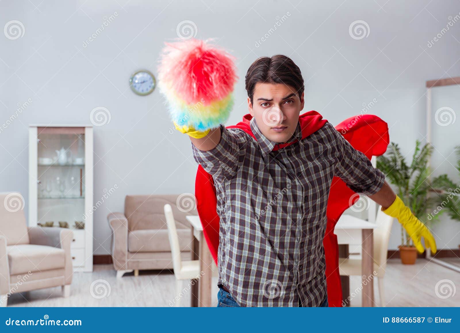 The Super Hero Cleaner Working at Home Stock Image - Image of company ...