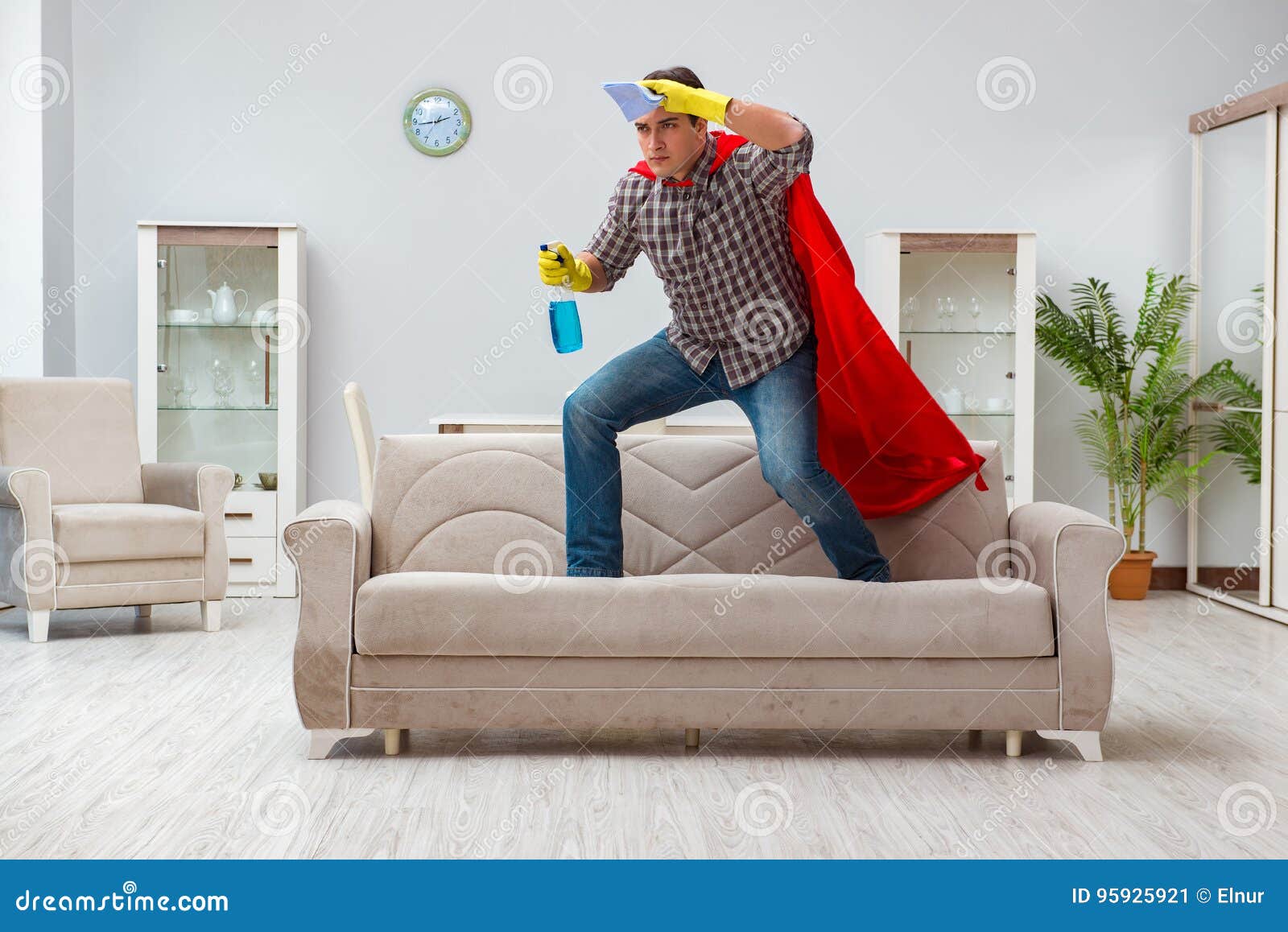 The Super Hero Cleaner Working at Home Stock Image - Image of dust ...