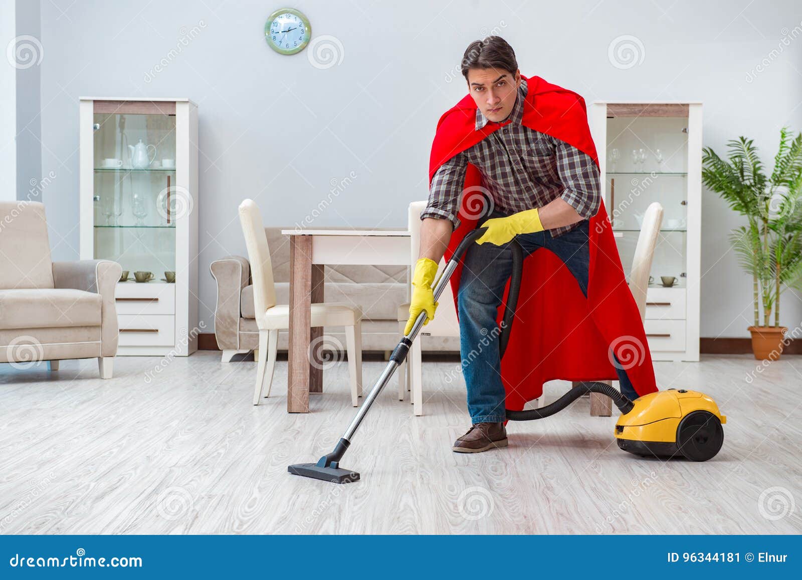 The Super Hero Cleaner Working at Home Stock Image - Image of domestic ...