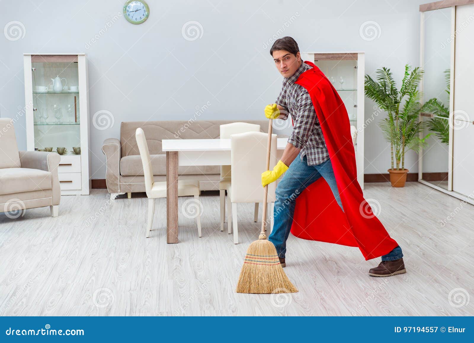 The Super Hero Cleaner Working at Home Stock Image - Image of household ...