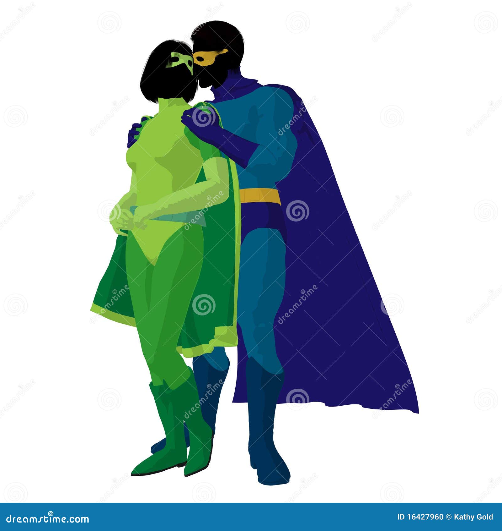 Super Hero Couple Illustration Silhouette Stock Illustration ...