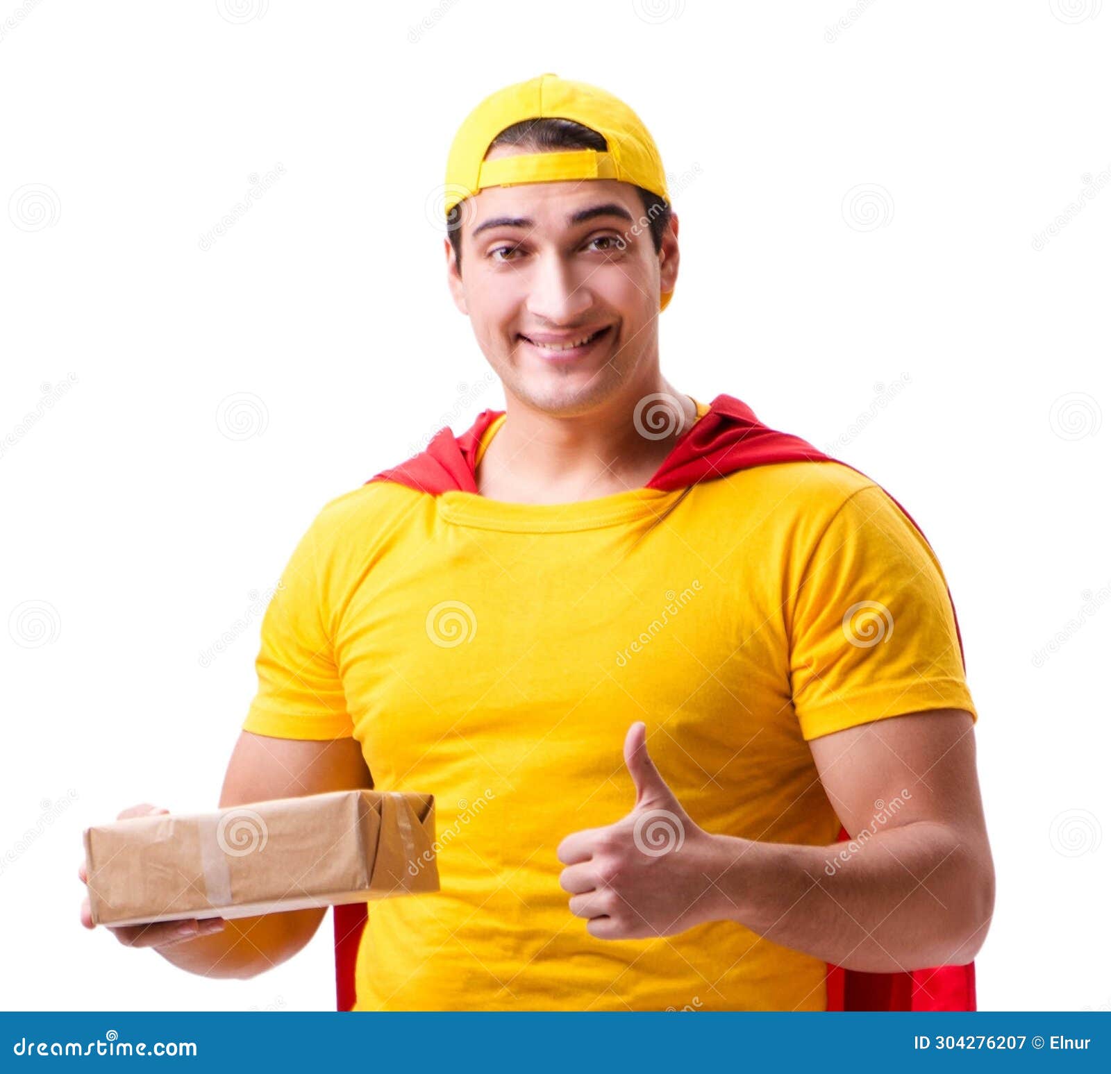 Super Hero Delivery Guy Isolated on White Stock Image - Image of ...
