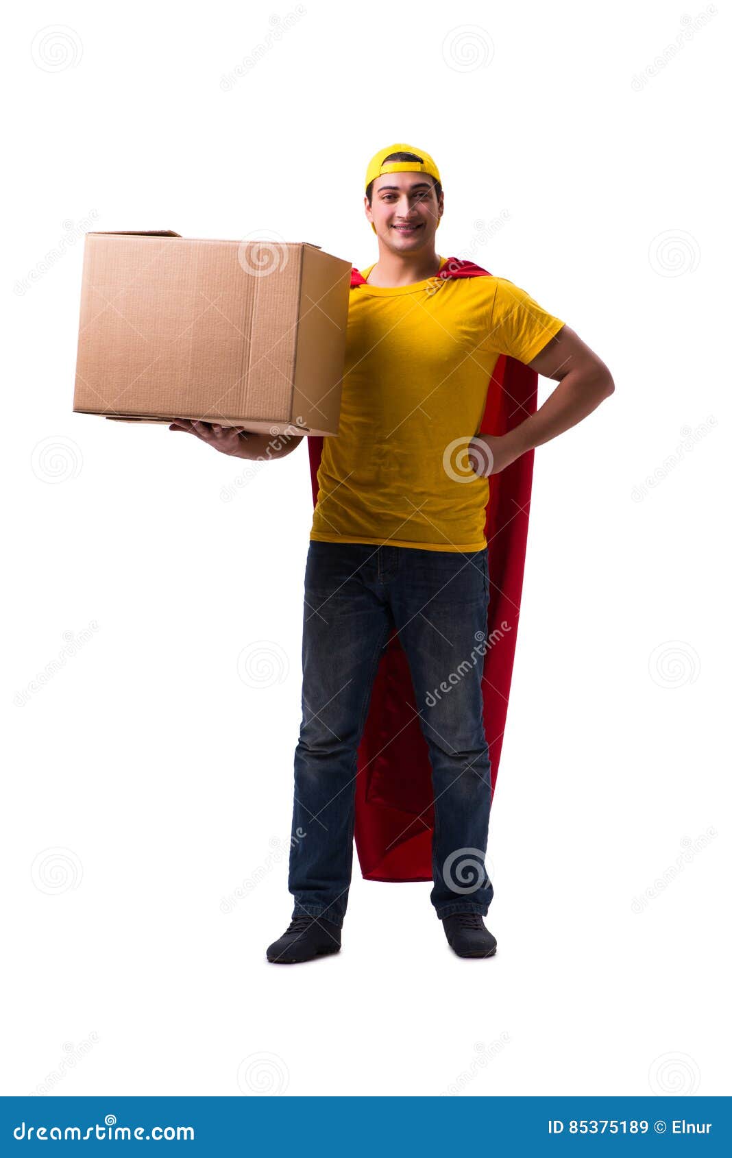 The Super Hero Delivery Guy Isolated on White Stock Image - Image of ...