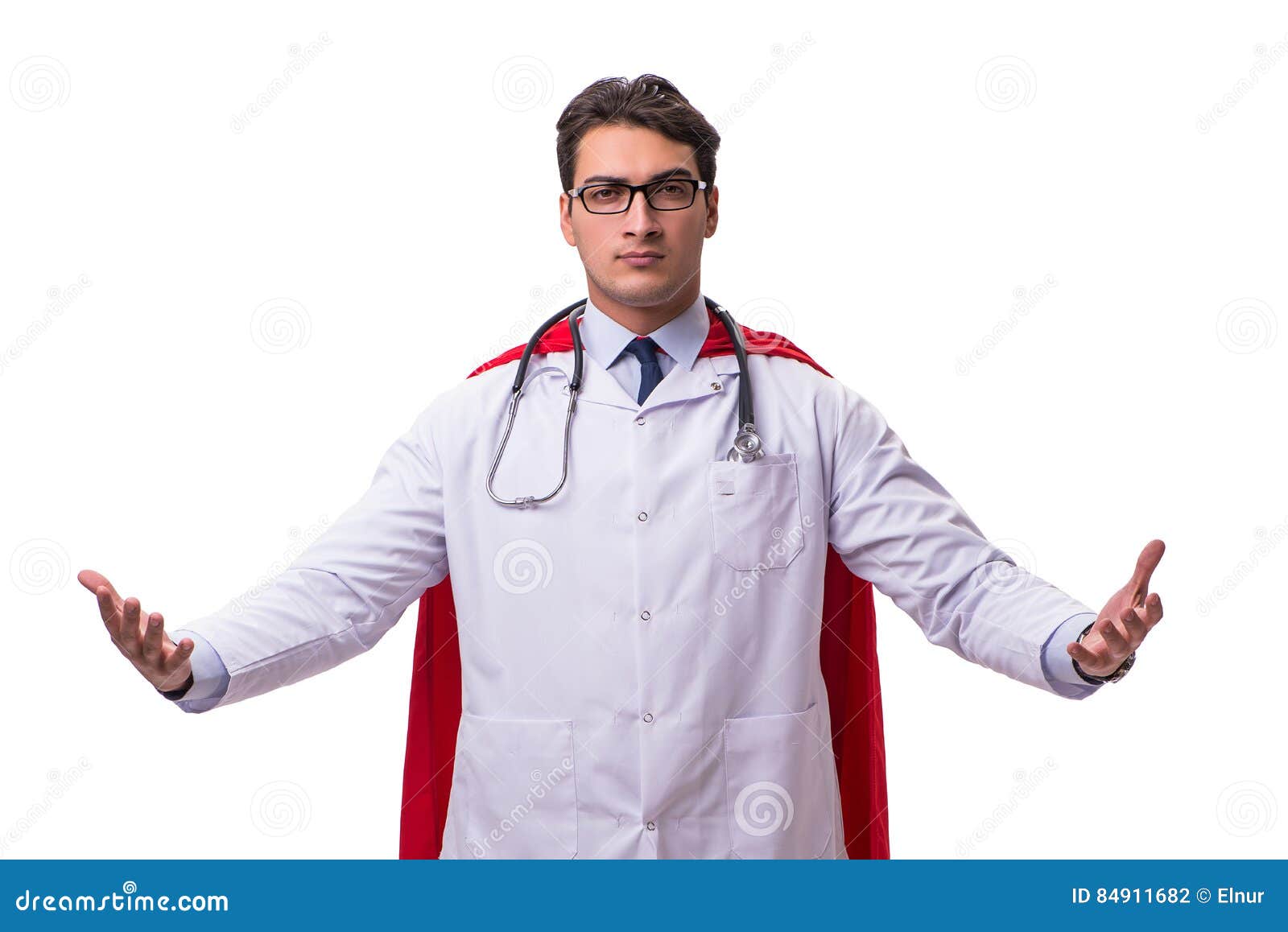 The Super Hero Doctor Isolated on White Stock Photo - Image of propping ...