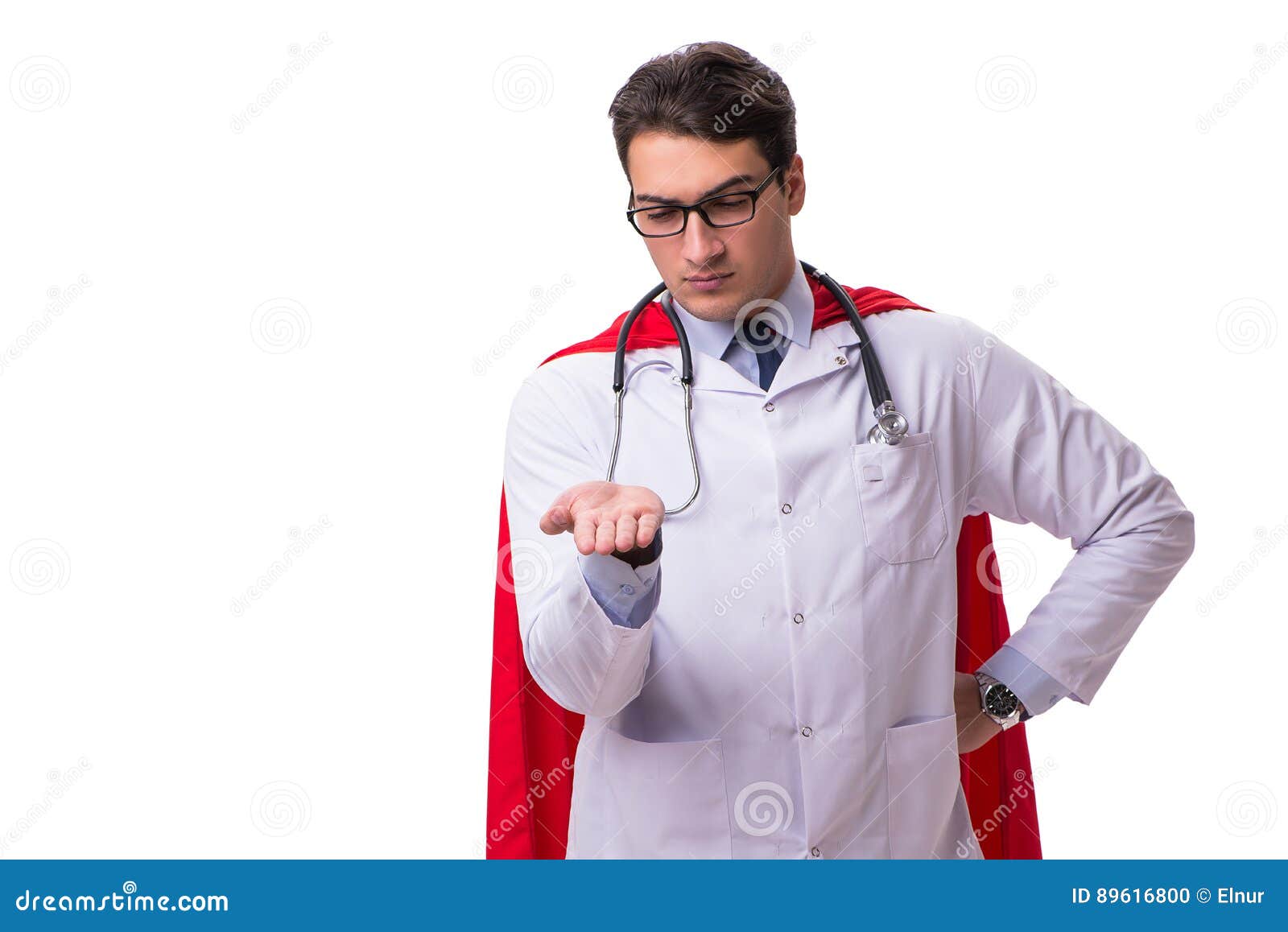 The Super Hero Doctor Isolated on White Stock Photo - Image of leader ...