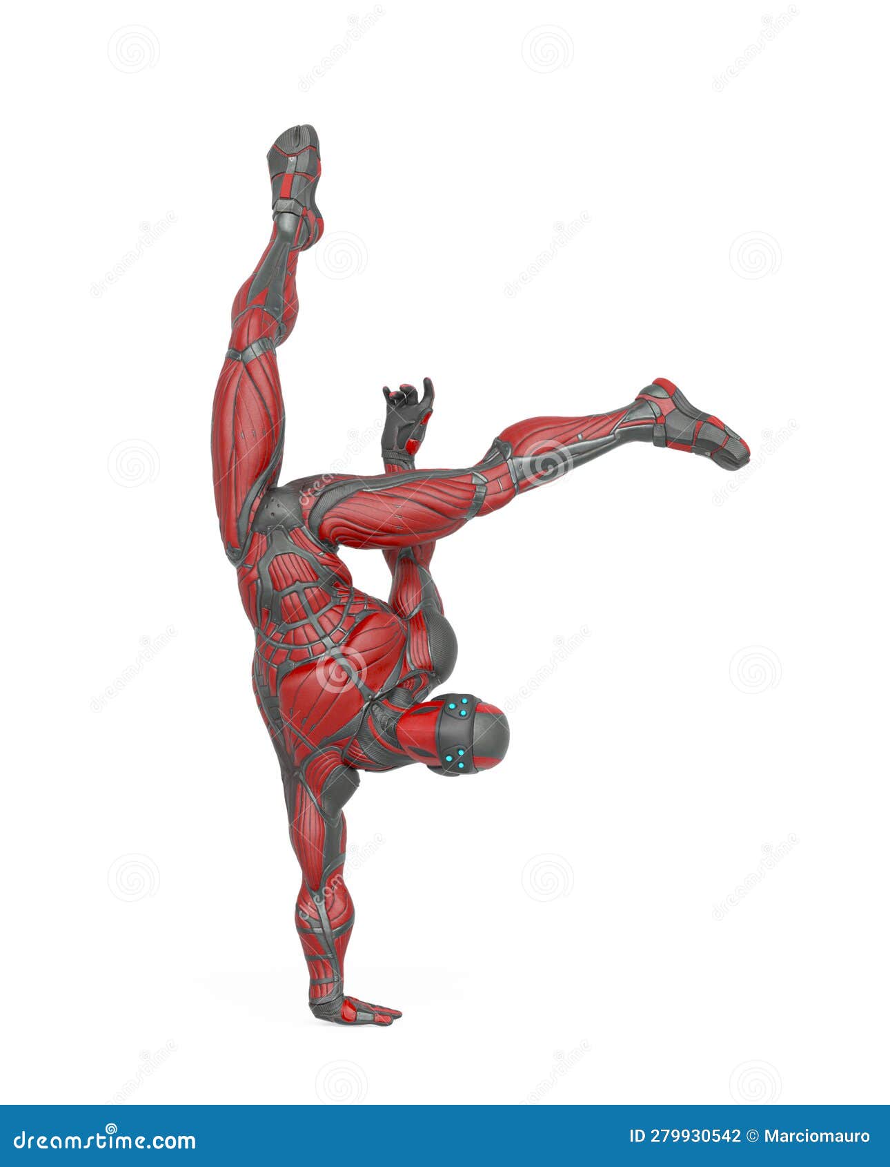 Super Hero is Doing a Dynamic Dance Pose in an Exosuit Stock ...