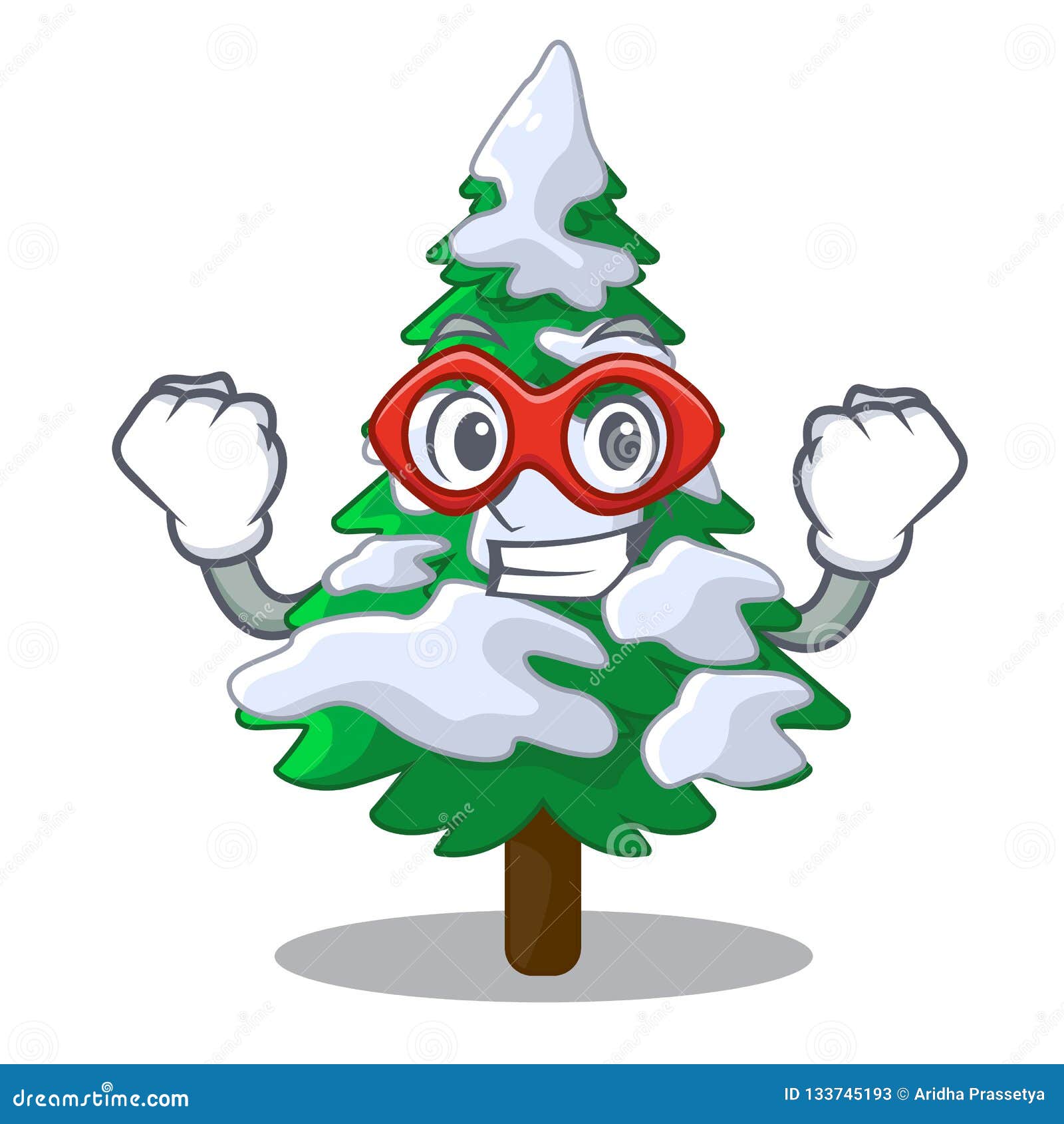 Super Hero Firs with Snow on Character Tree Stock Vector - Illustration ...