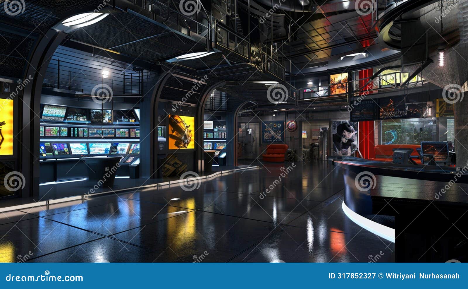 Super Hero Headquarters Room Interior. Generative Ai Stock Illustration ...