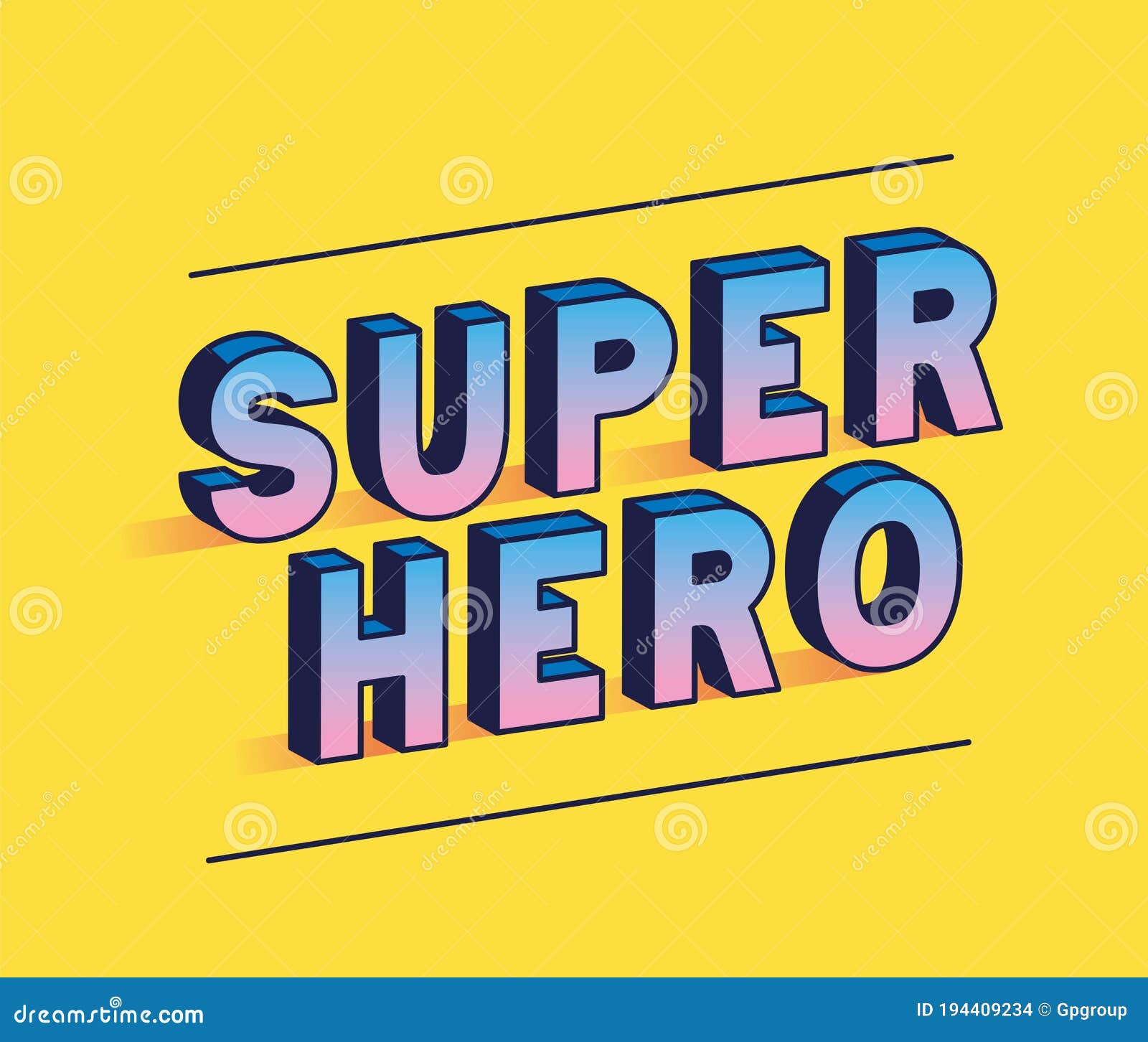 Super Hero Lettering on Yellow Background Vector Design Stock Vector ...