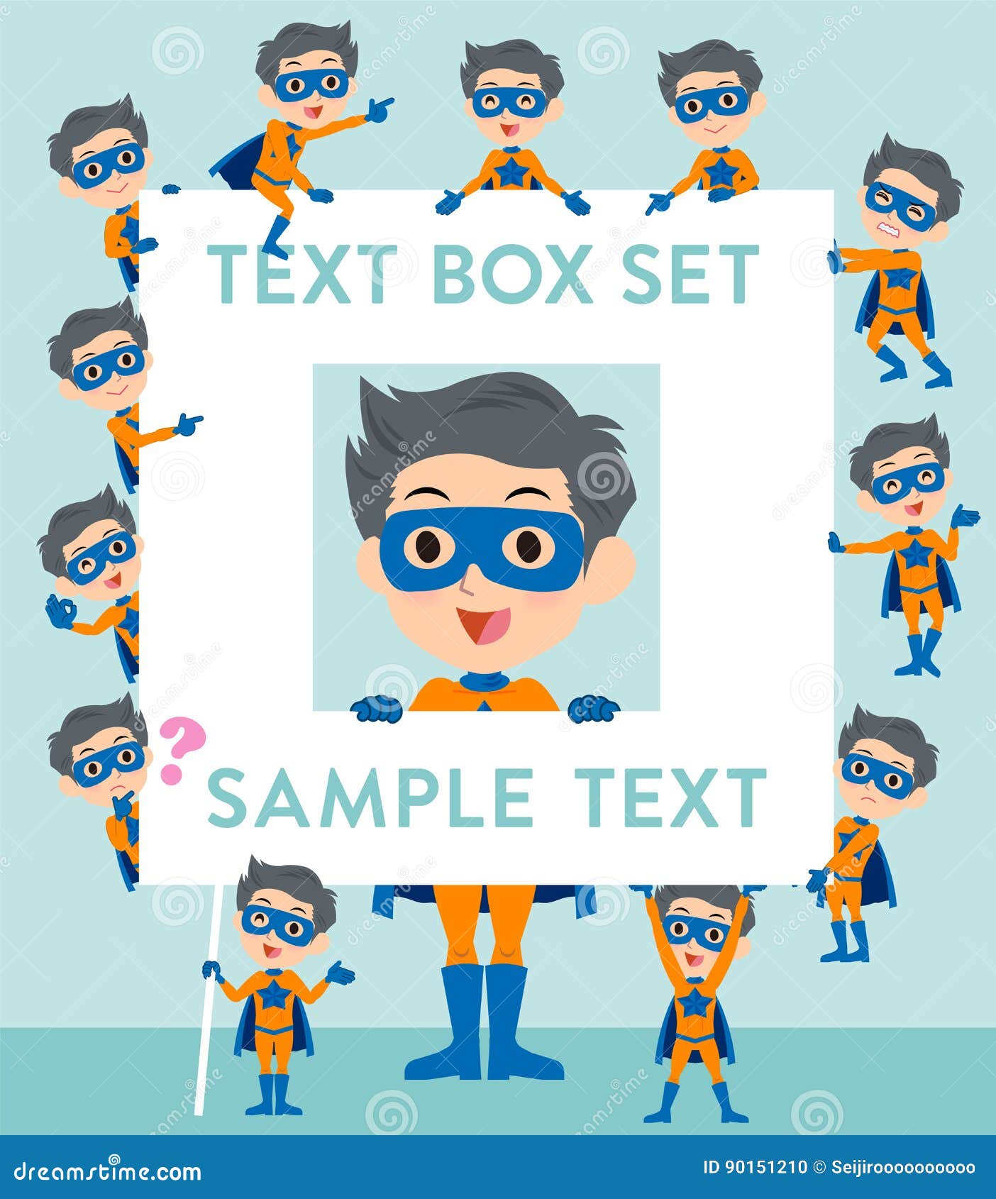 Super Hero Man Orange Blue Text Box Stock Vector - Illustration of back ...