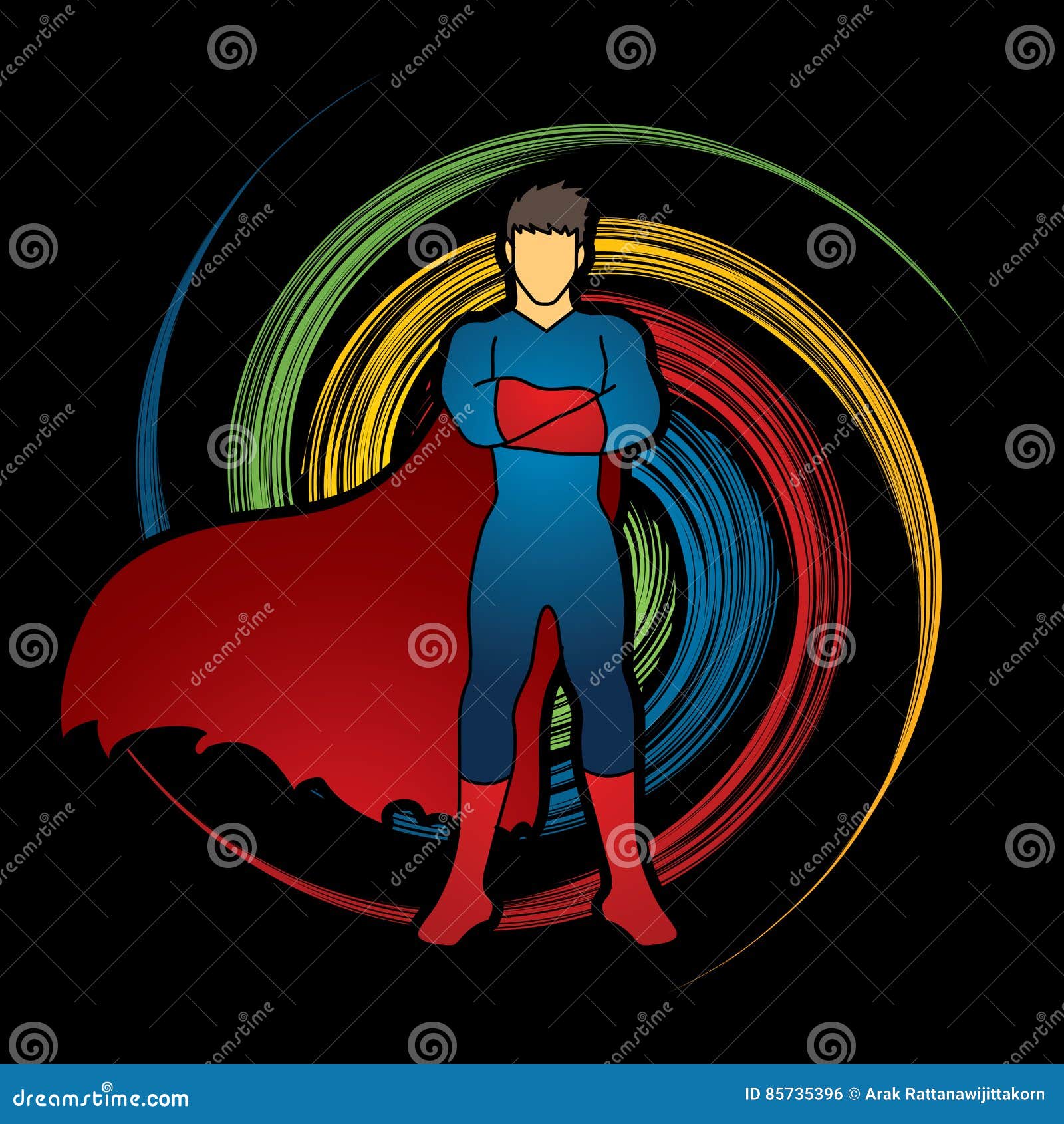 Super hero man standing stock vector. Illustration of costume - 85735396