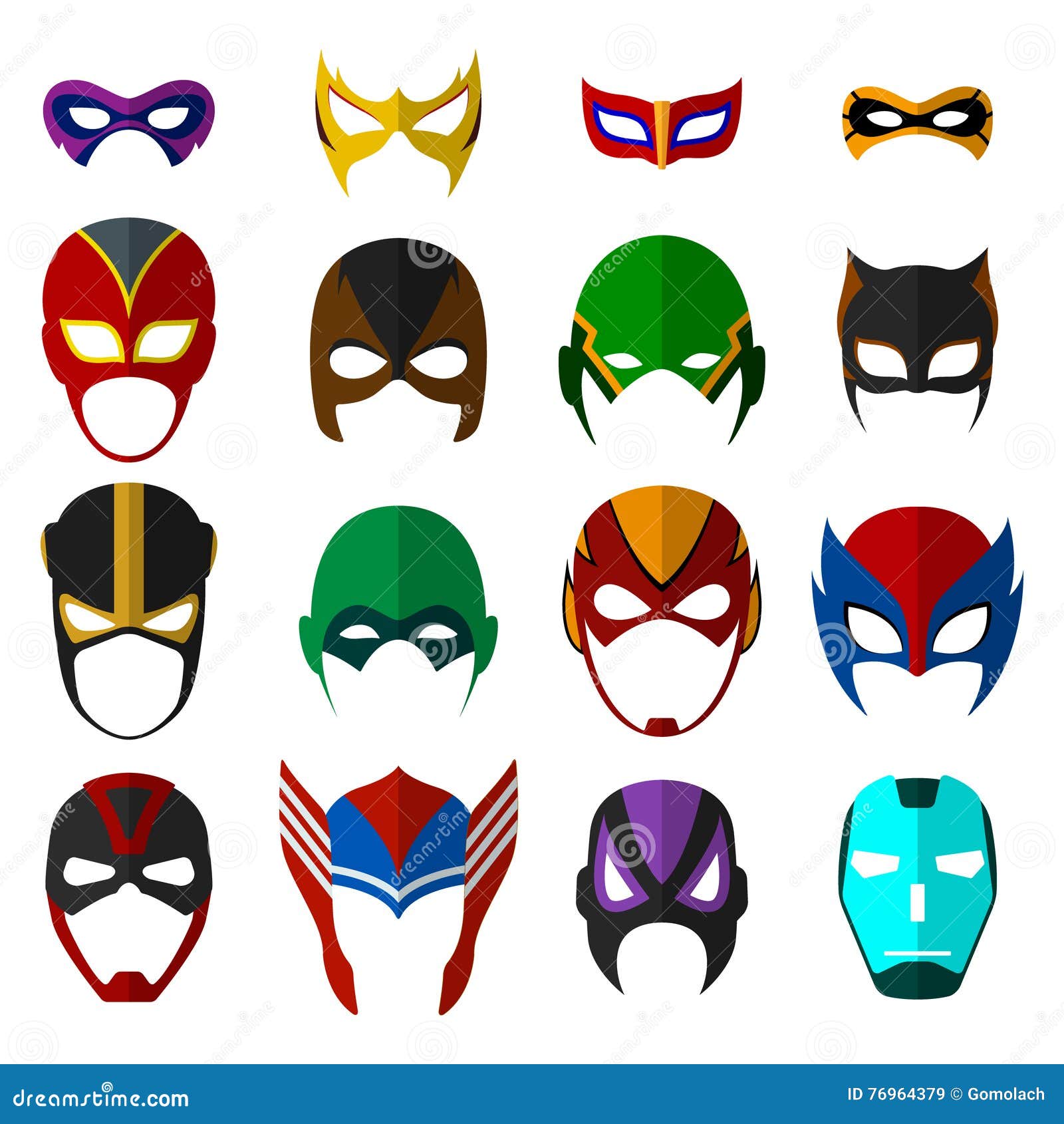 Super hero masks set stock vector. Illustration of collection - 76964379