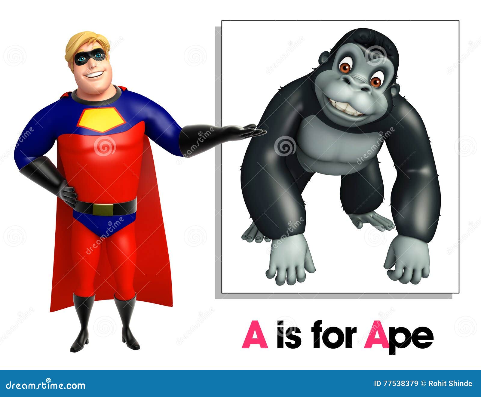 Super hero pointing Ape stock illustration. Illustration of chimpanzee ...