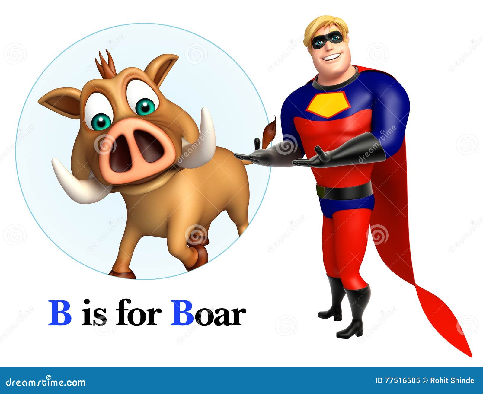 Super hero pointing Boar stock illustration. Illustration of fight ...