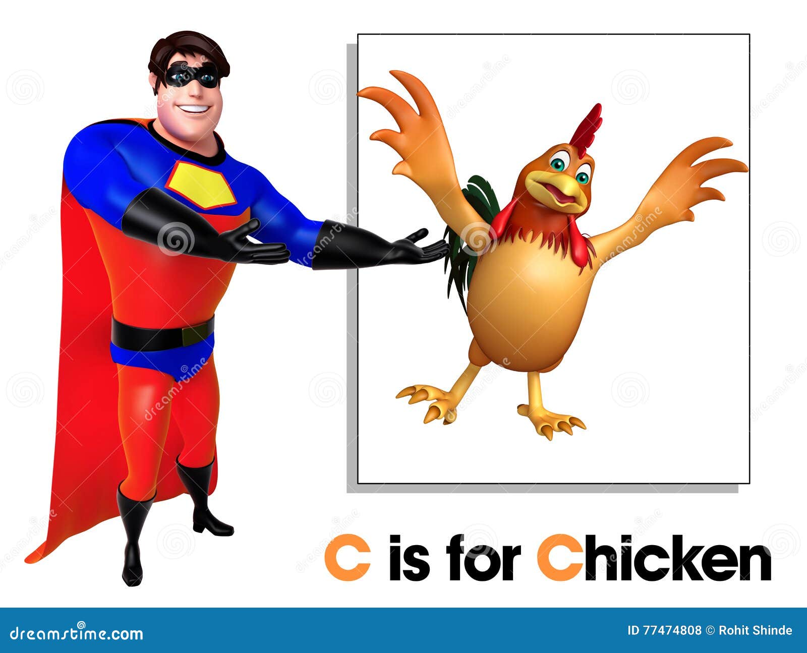 Super Hero Pointing Chicken Stock Illustration - Illustration of model ...