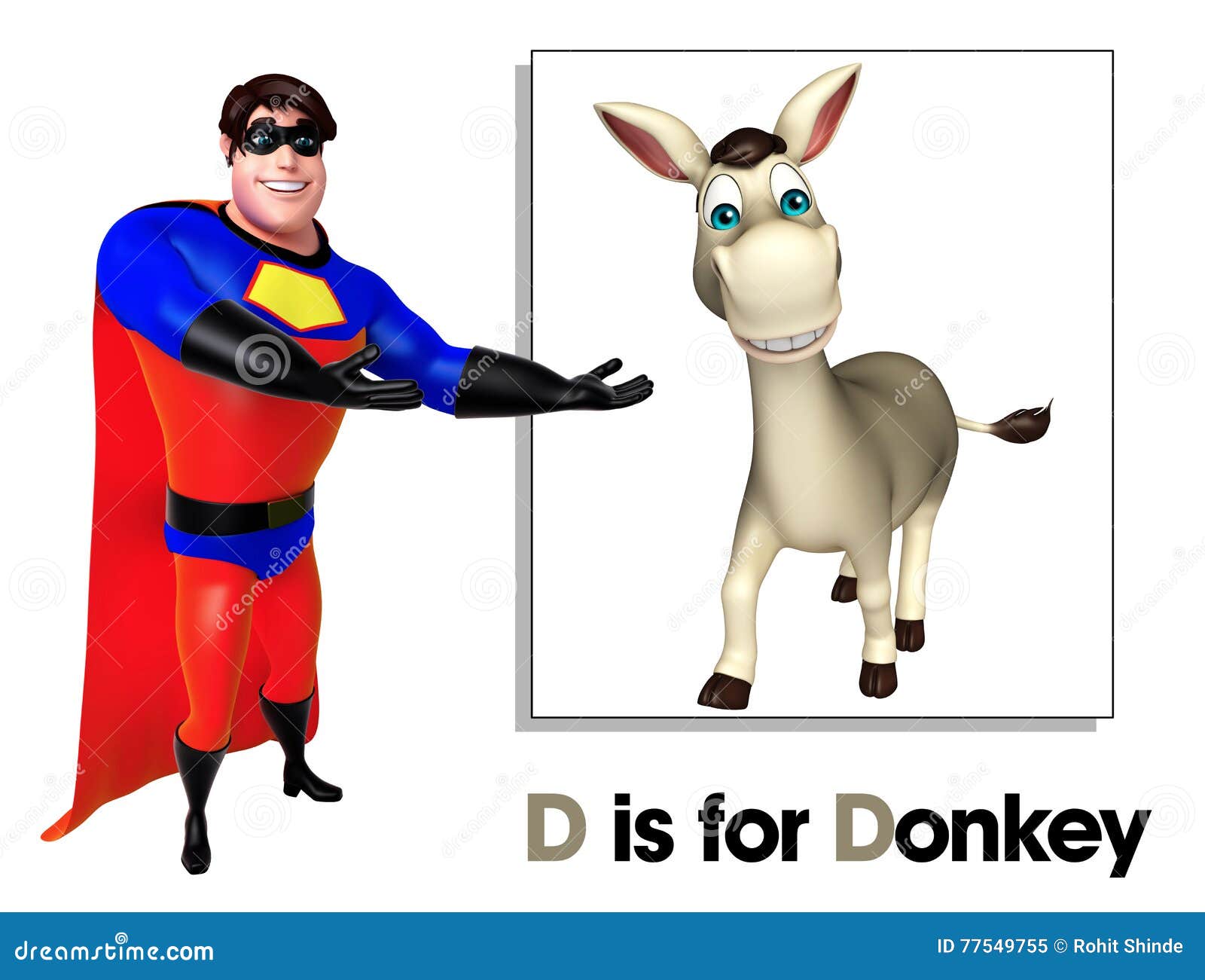 Super hero pointing donkey stock illustration. Illustration of ...
