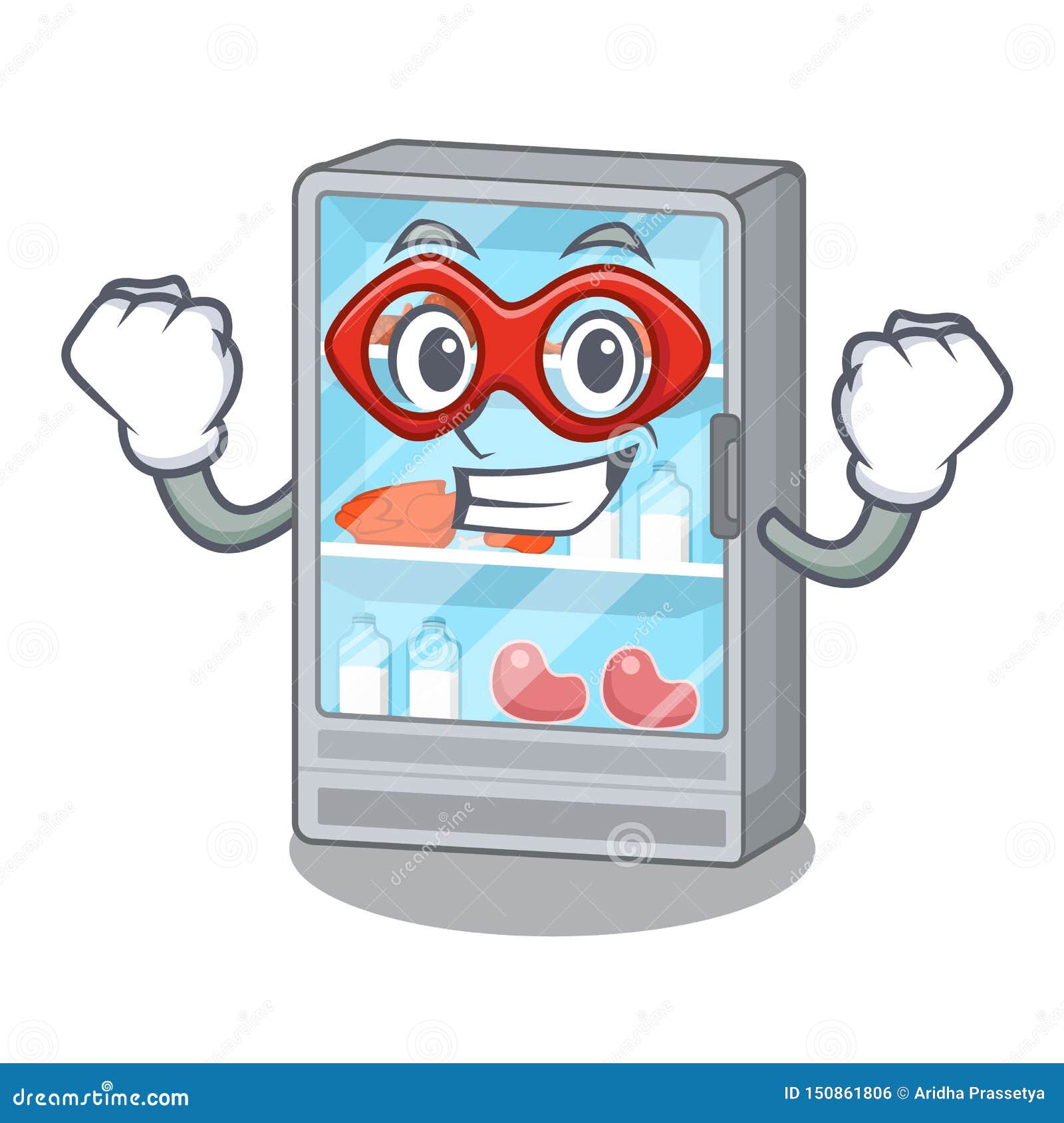 Super Hero Refrigerator Next To the Mascot Table Stock Vector ...