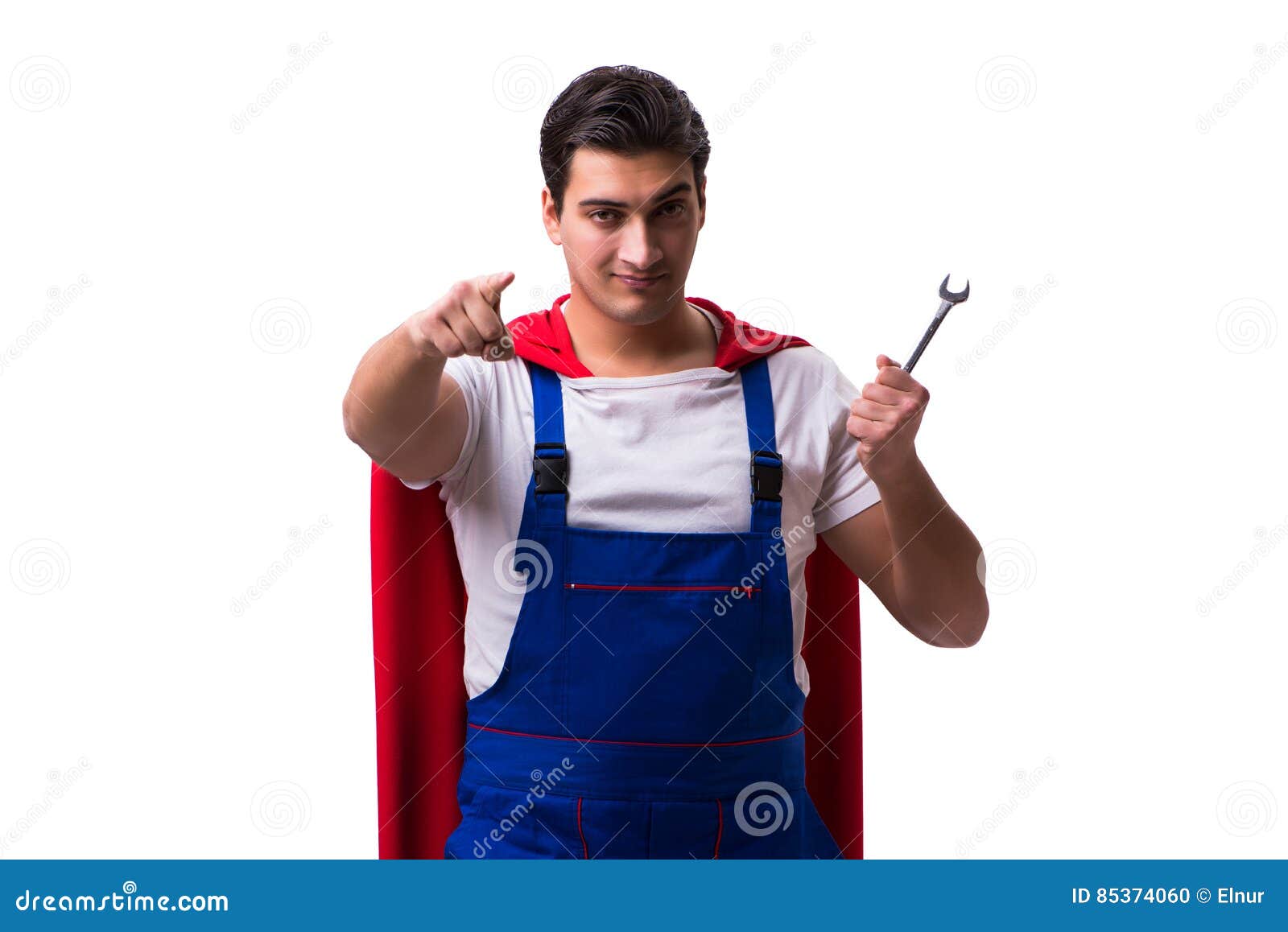 The Super Hero Repairman Isolated on the White Stock Photo - Image of ...