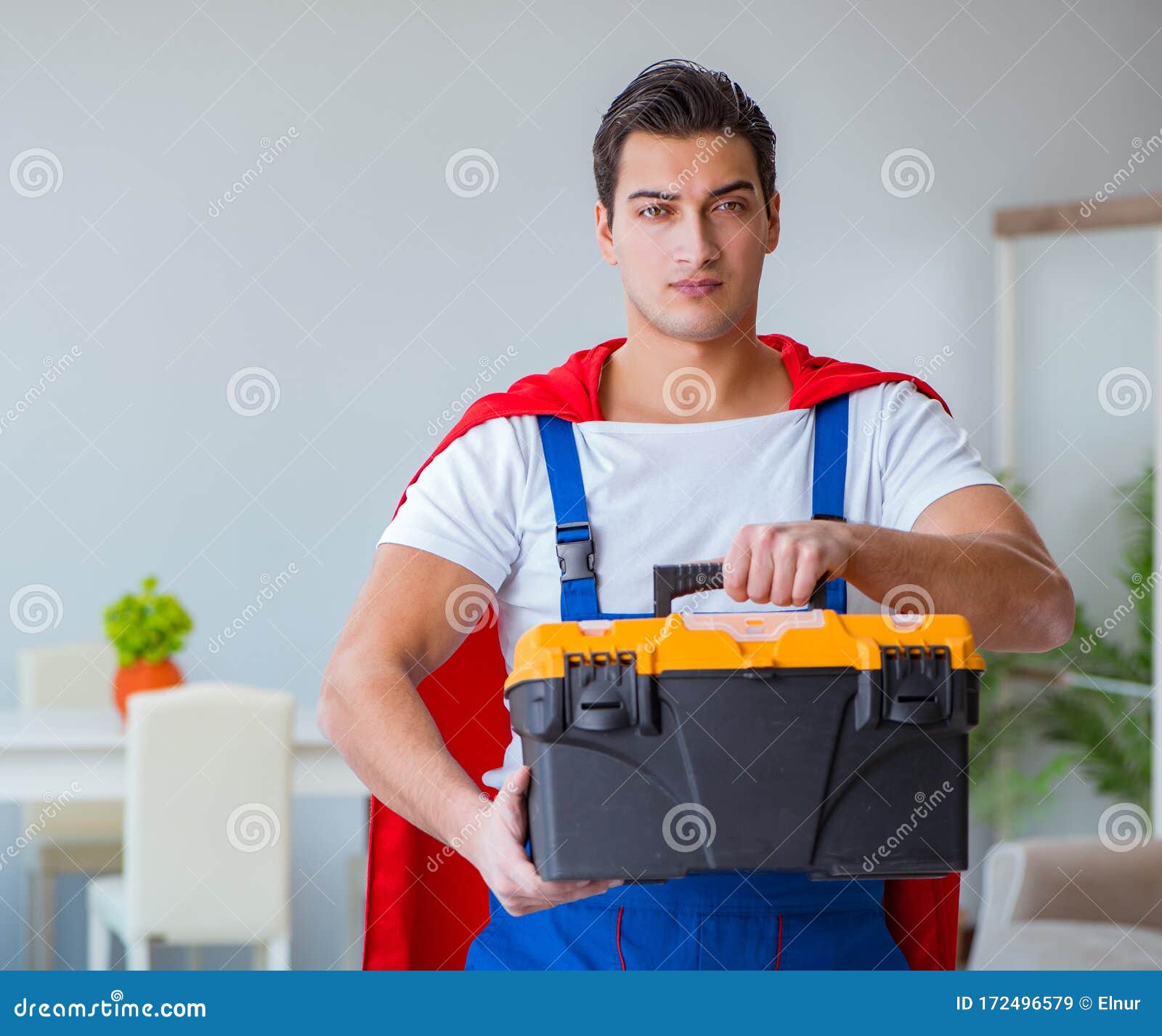 Super Hero Repairman Working at Home Stock Image - Image of industry ...
