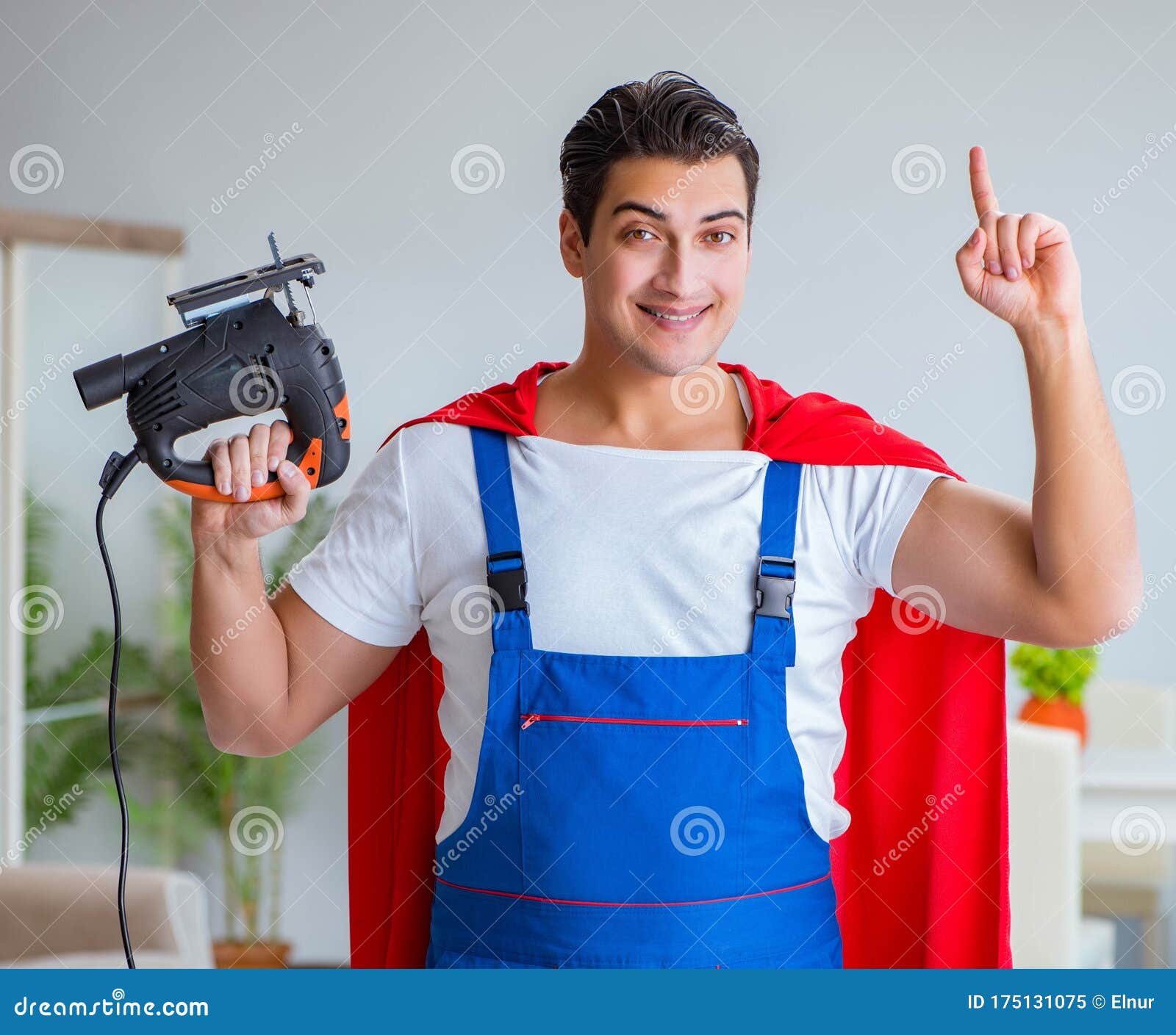 Super Hero Repairman Working at Home Stock Image - Image of repair ...