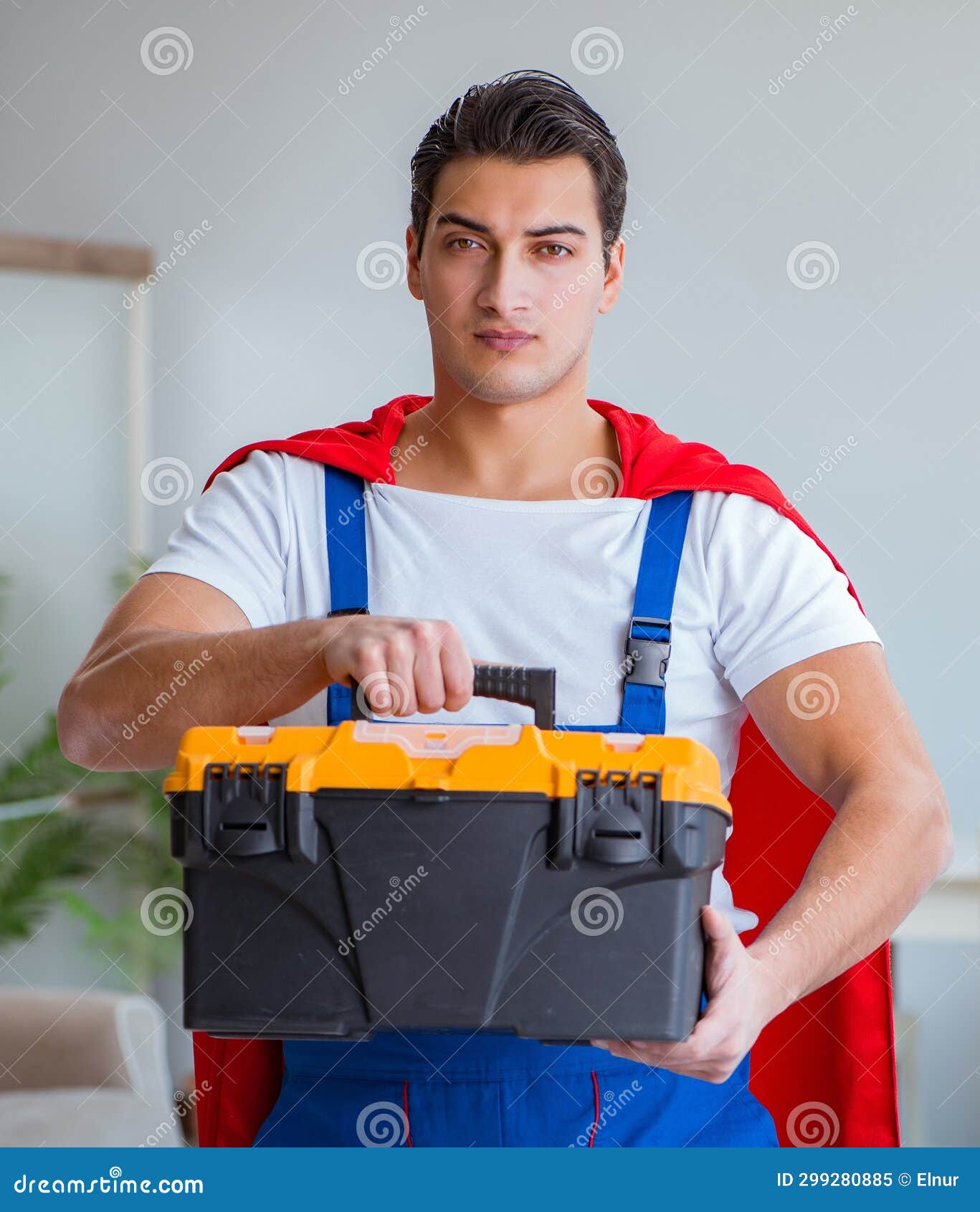 Super Hero Repairman Working at Home Stock Image - Image of industrial ...