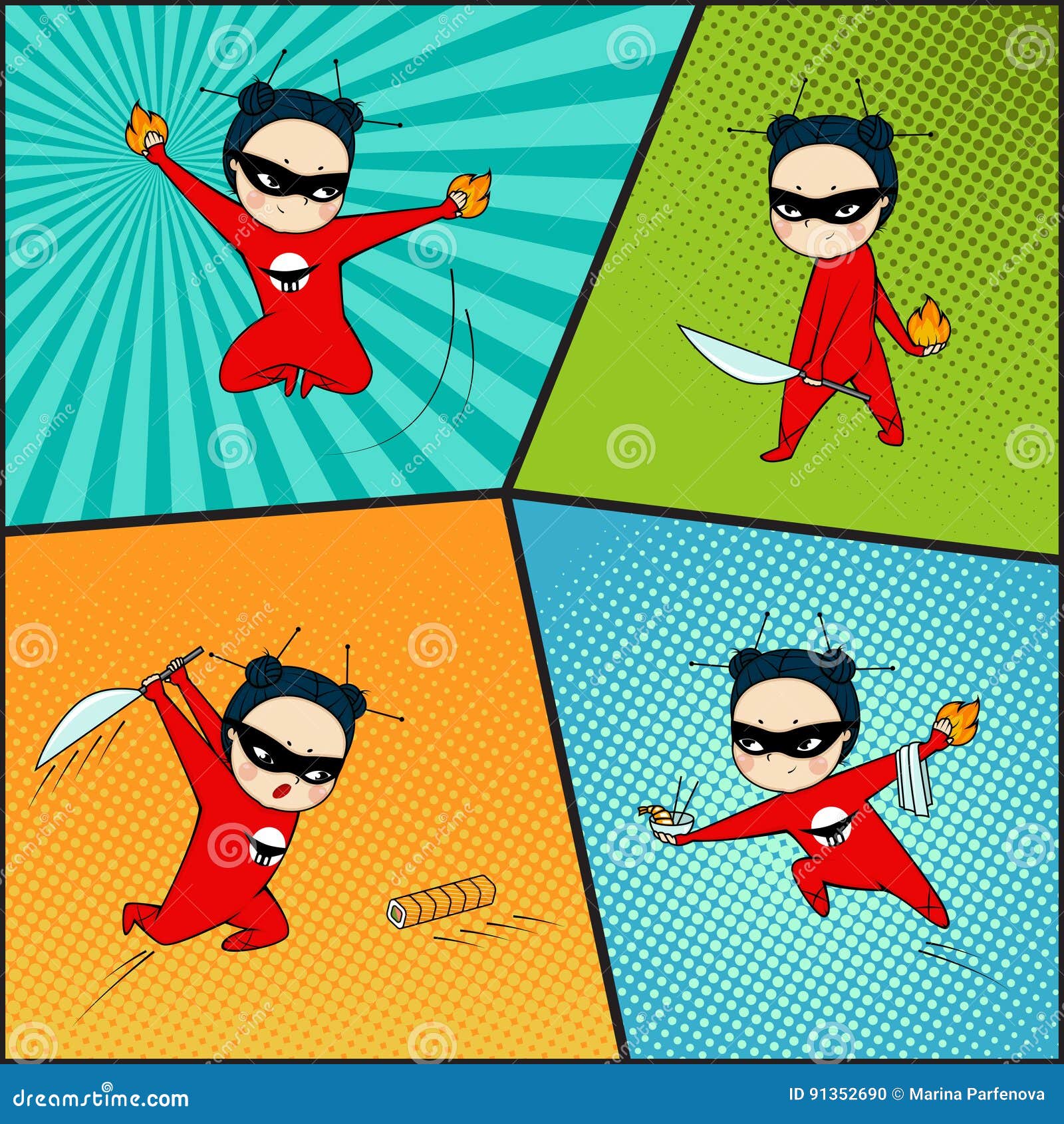 Super Hero Set, Chef of Japanese Cuisine Stock Vector - Illustration of ...