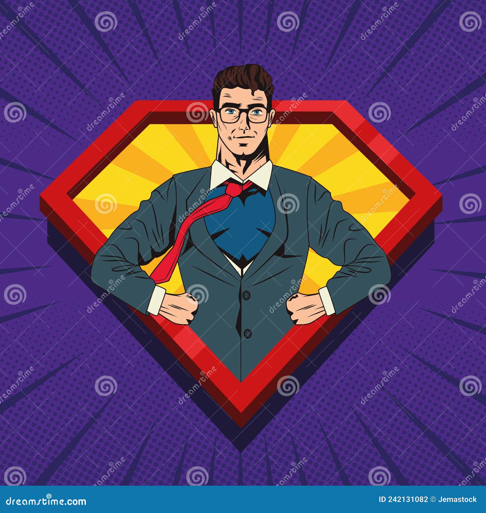 Super hero in shield stock vector. Illustration of action - 242131082
