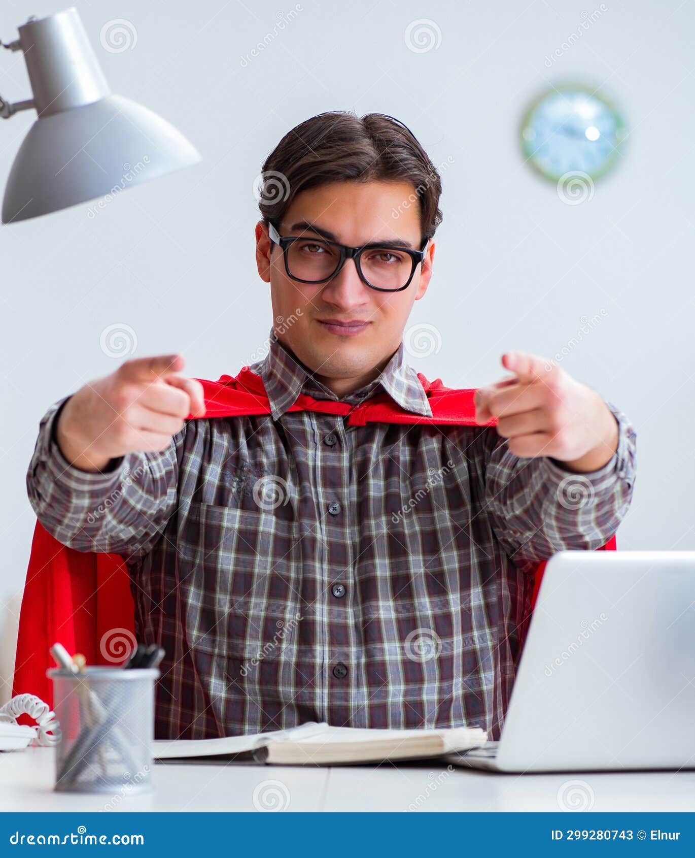 Super Hero Student with Books Studying for Exams Stock Image - Image of ...