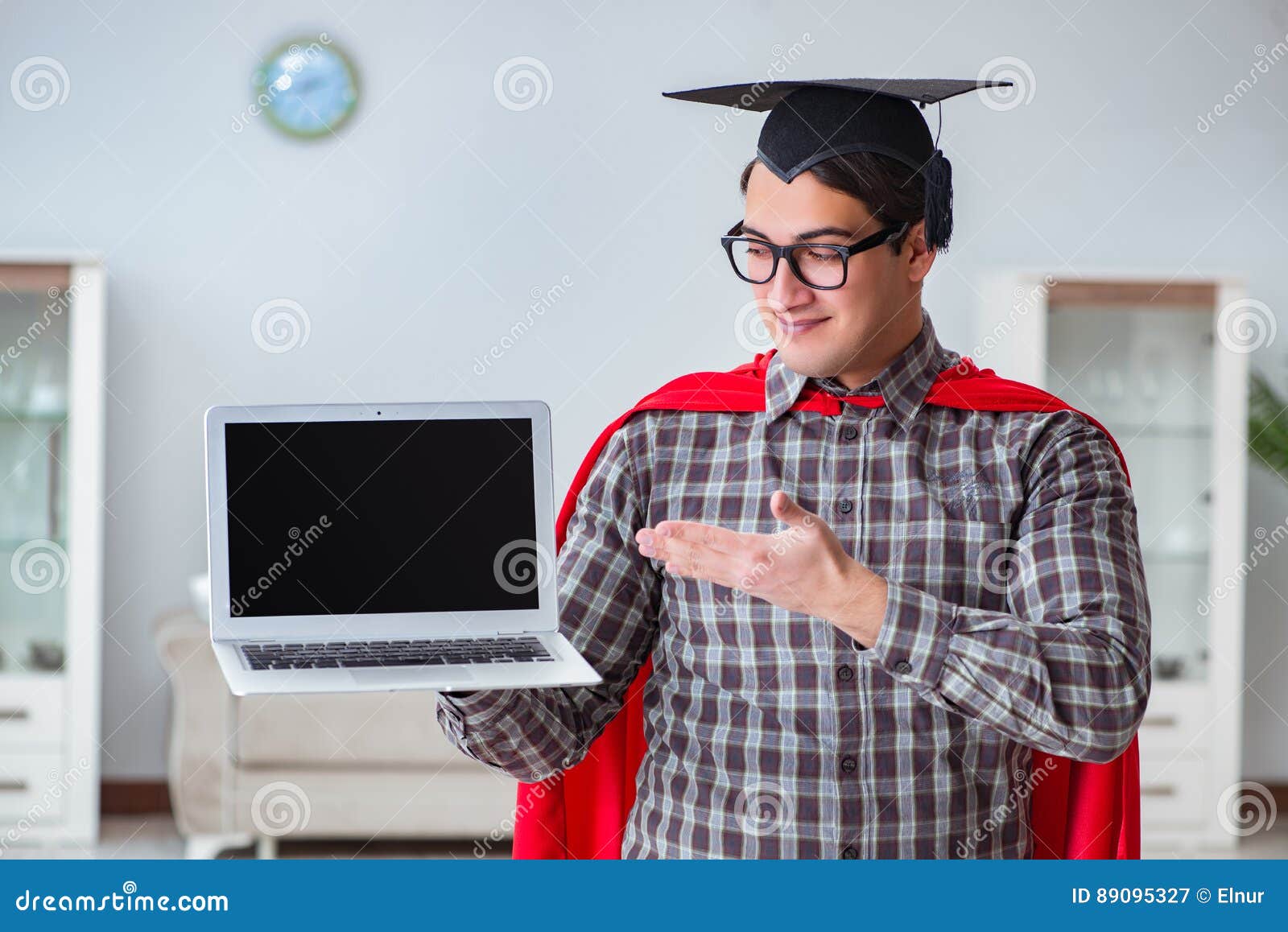The Super Hero Student with Books Studying for Exams Stock Image ...