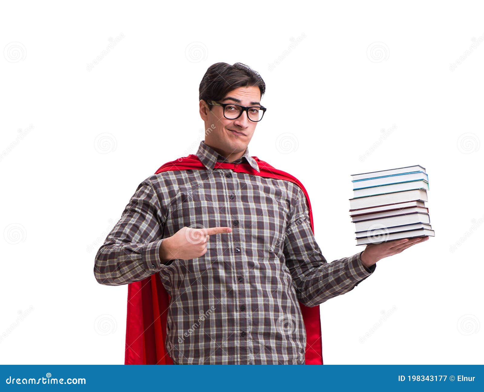 Super Hero Student with Books on White Stock Image - Image of study ...
