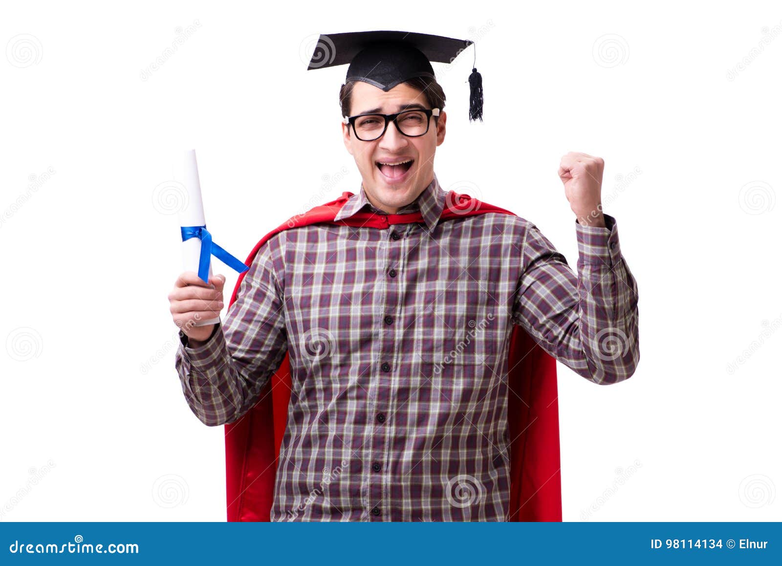 Super Hero Student Graduating Wearing Mortar Board Cap Isolated Stock ...