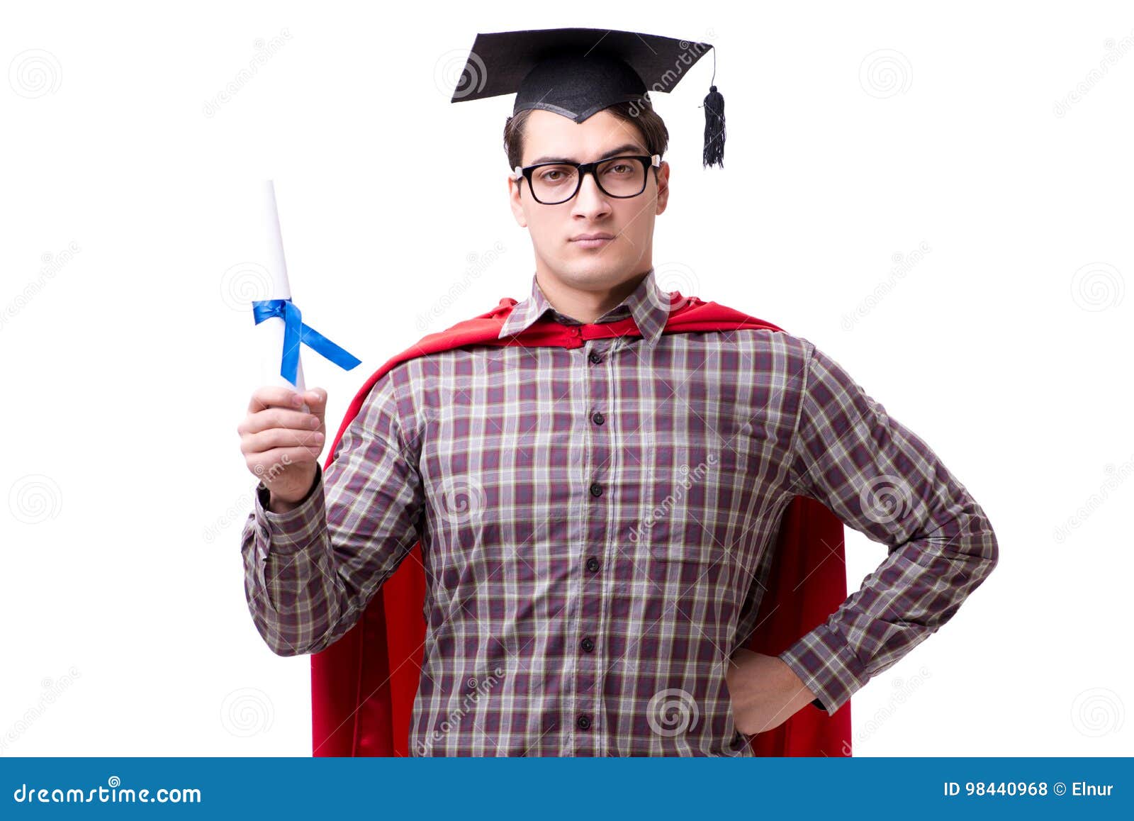 Super Hero Student Graduating Wearing Mortar Board Cap Isolated Stock ...