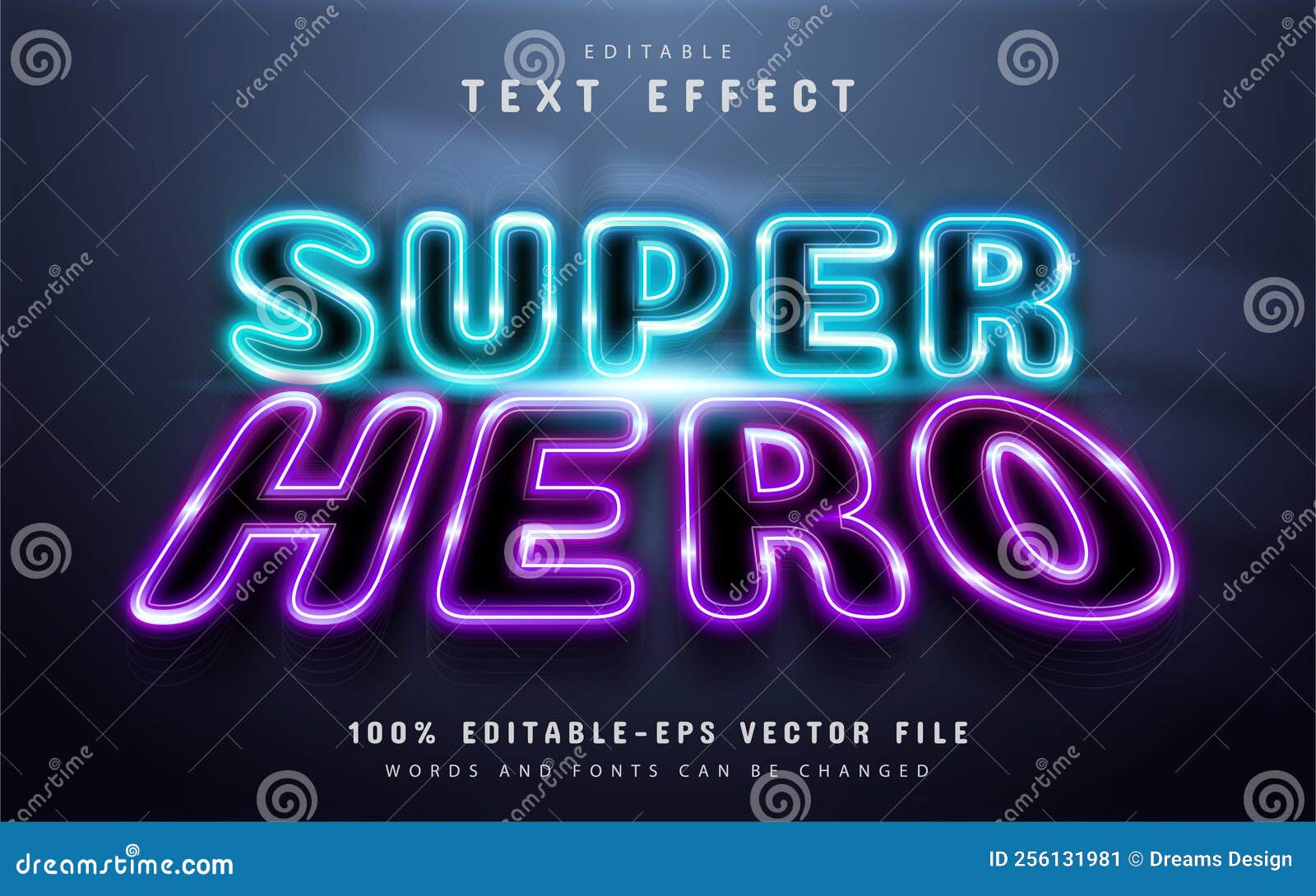 Super Hero Text Effect Neon Style Stock Vector - Illustration of shape ...