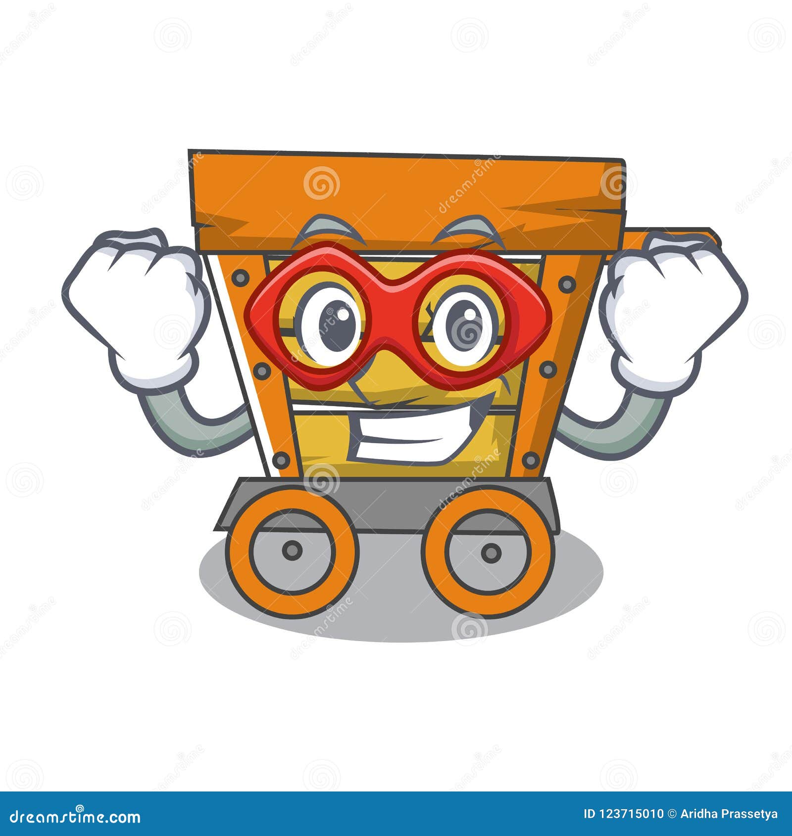 Super Hero Wooden Trolley Character Cartoon Stock Vector - Illustration ...