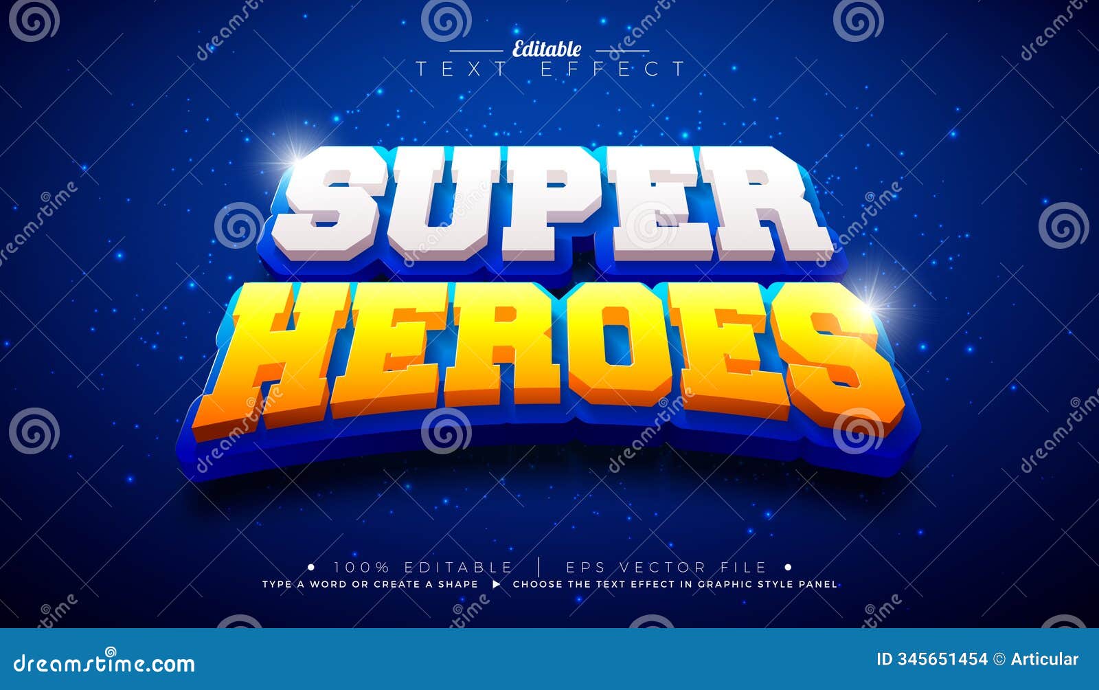 Super Heroes 3D Text Effect Design Editable and Scalable Vector Graphic ...