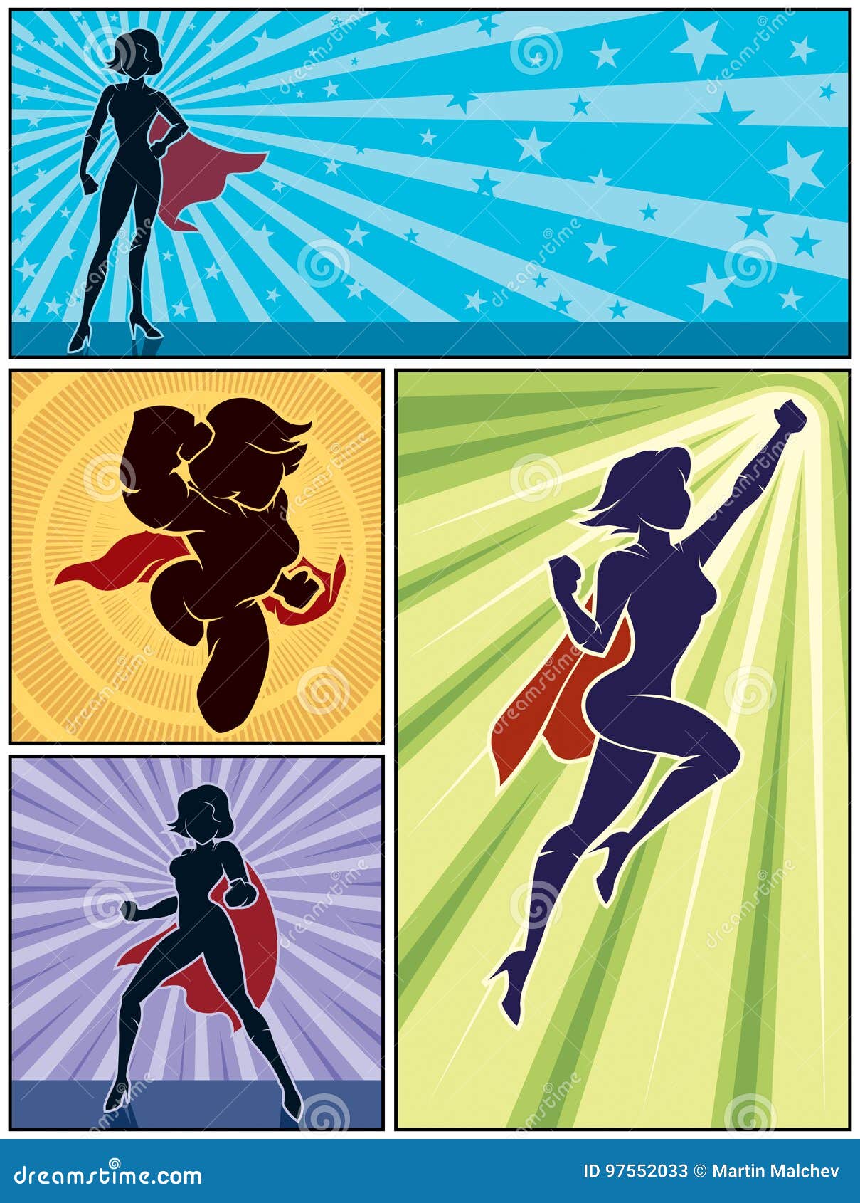 Super Heroine Banners 1 stock vector. Illustration of clipart - 97552033