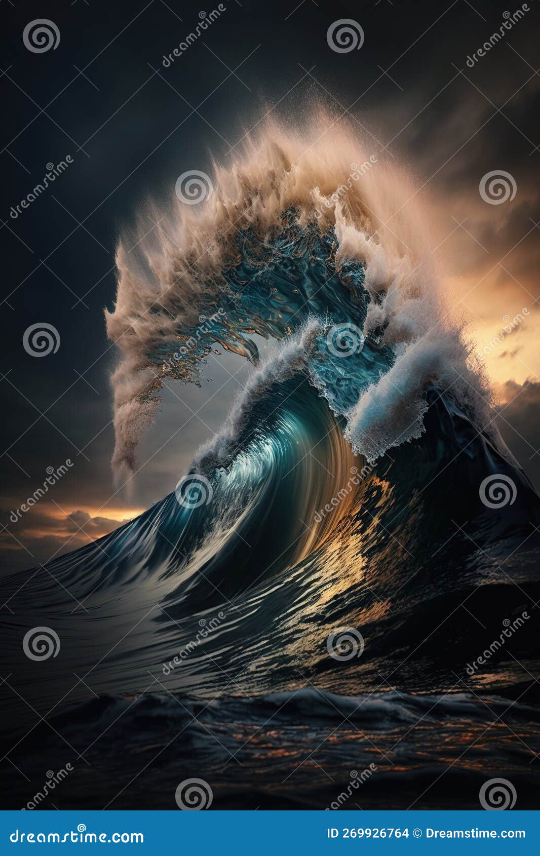 A Super High Wave. Generative AI Stock Illustration - Illustration of ...
