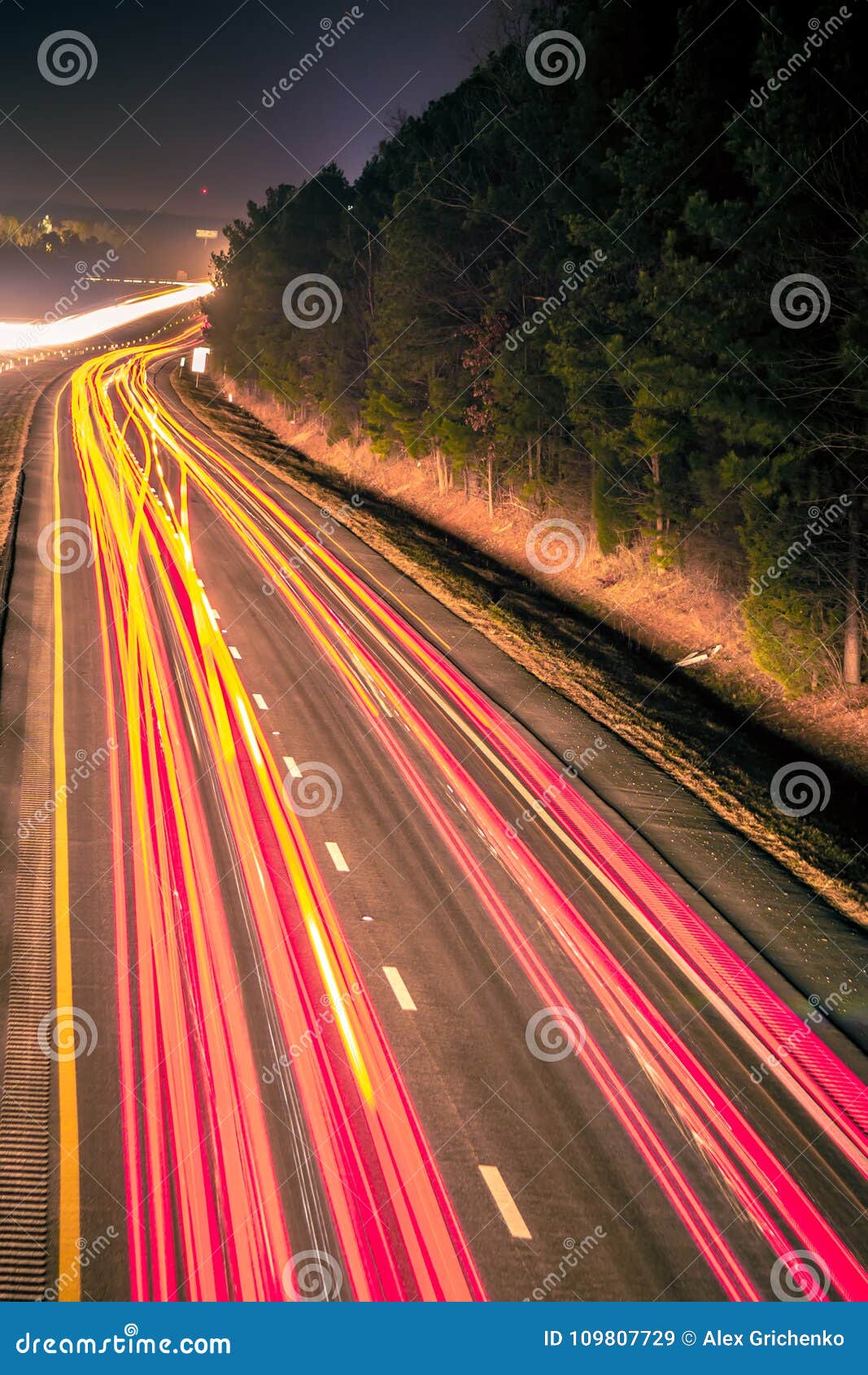 Super Highway With High Volume Of Cars At Night Stock Photography ...