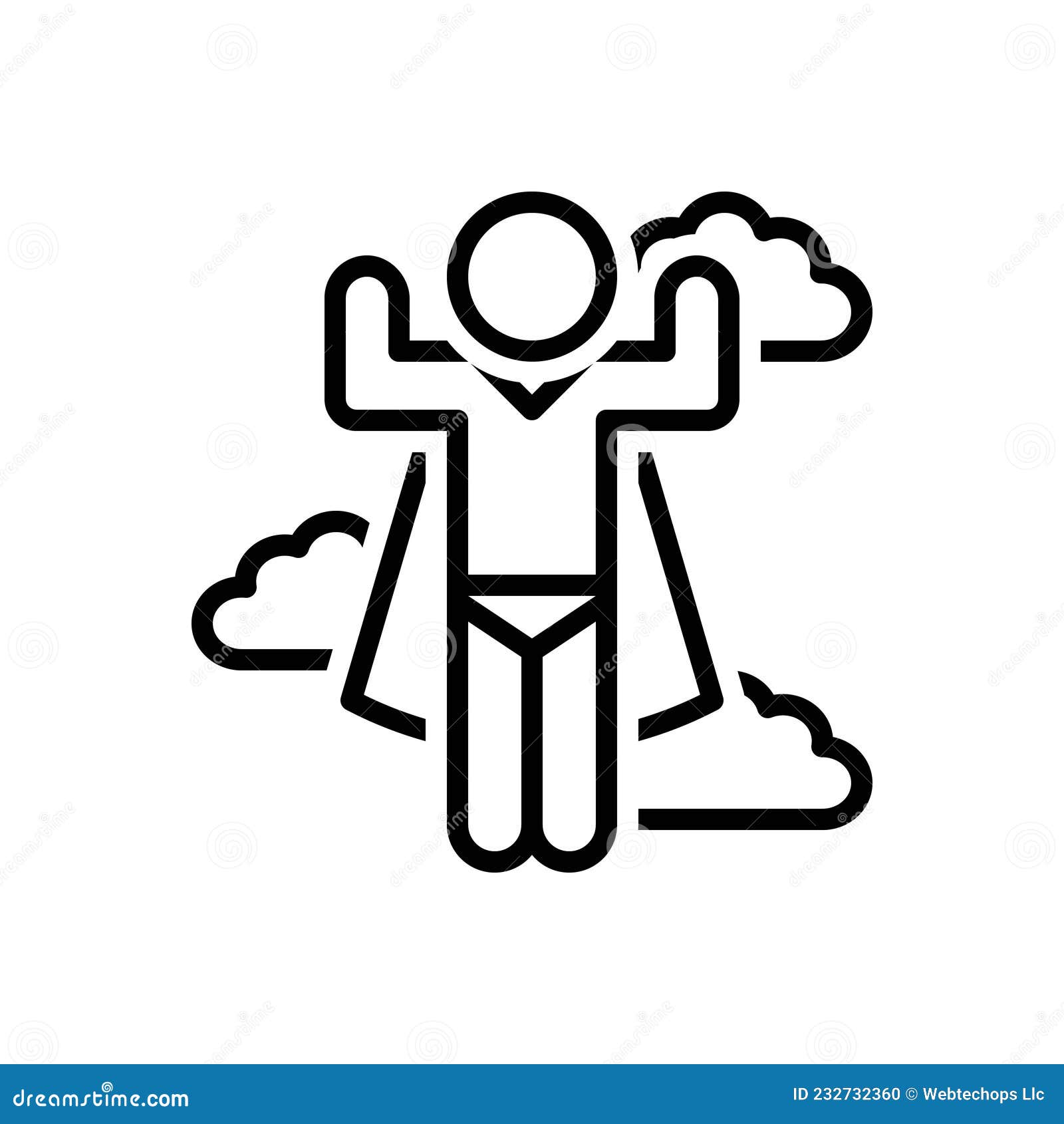 Black Line Icon for Super, Superhero and Cape Stock Vector ...