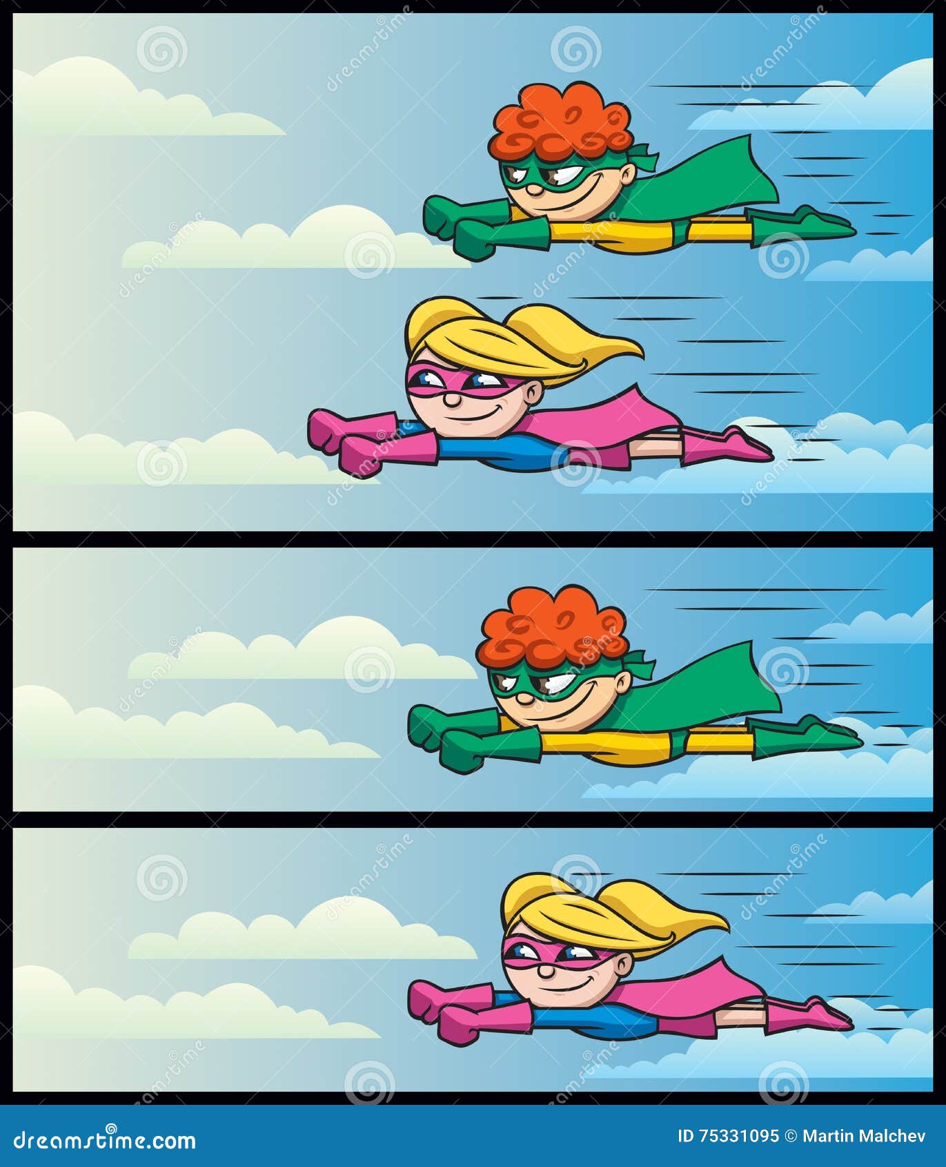 Super Kids Flying 2 stock vector. Illustration of childhood - 75331095