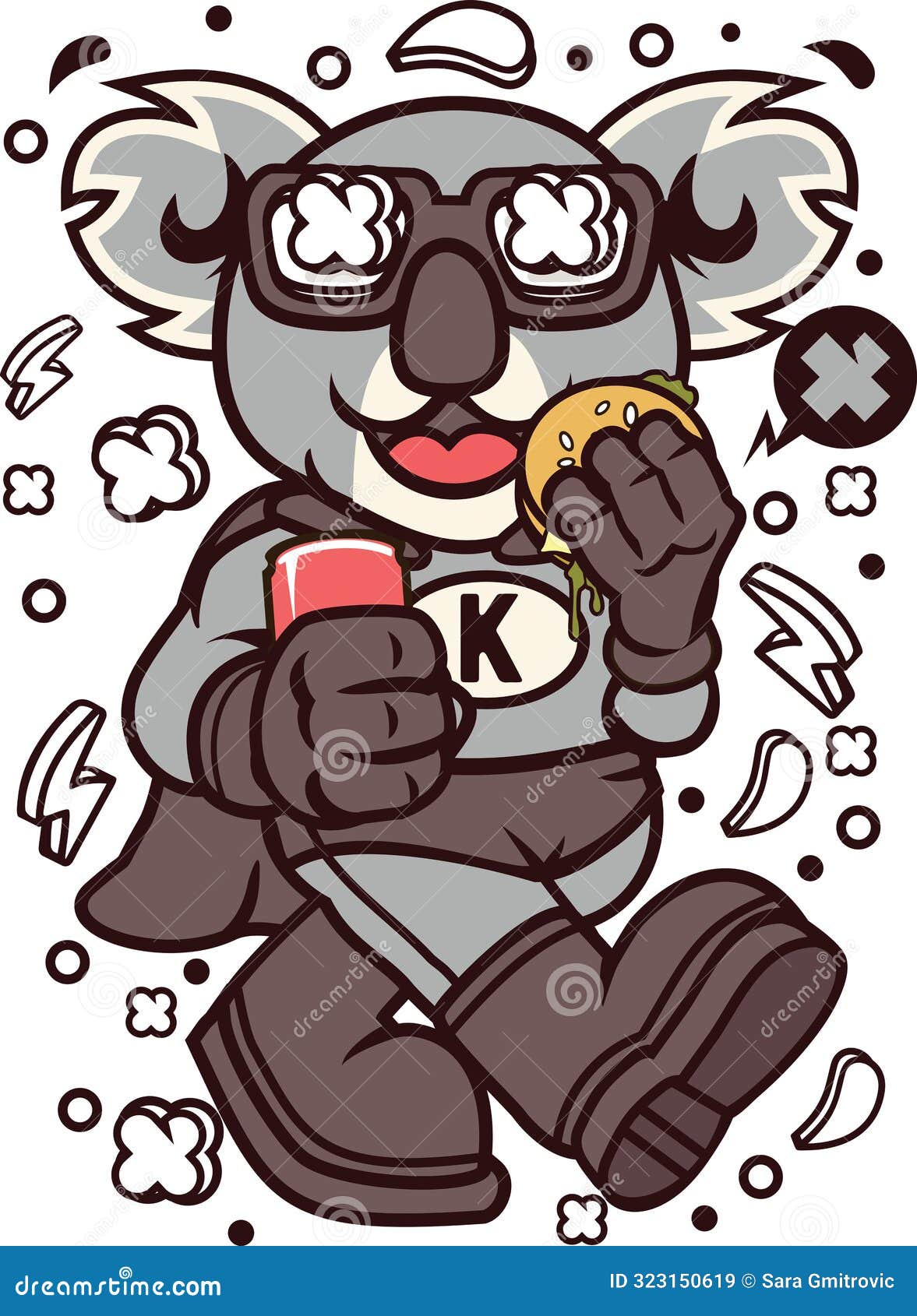 Super Koala stock illustration. Illustration of line - 323150619