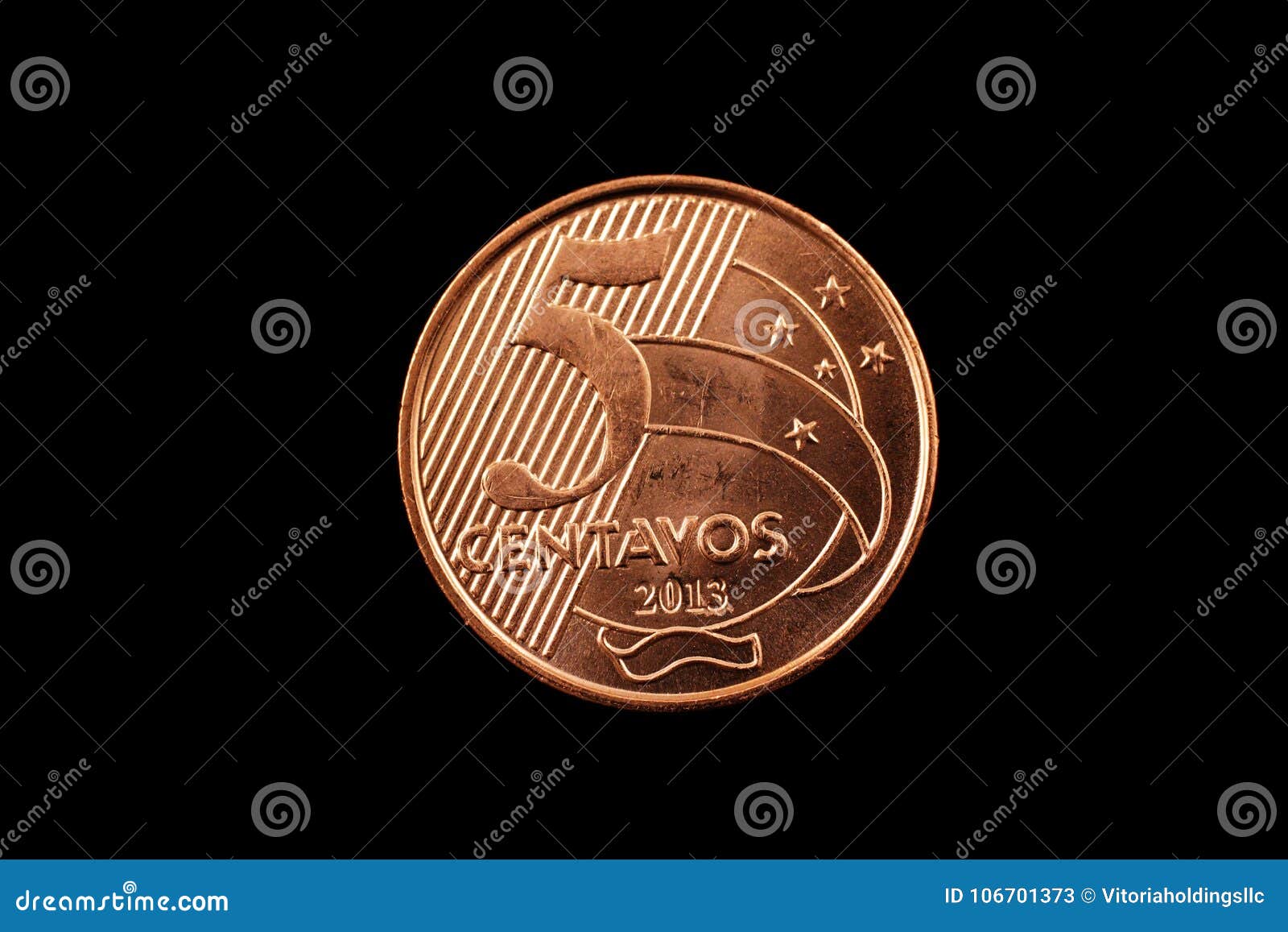 Brazilian 5 Centavo Coin Isolated on a Black Background Stock Image ...