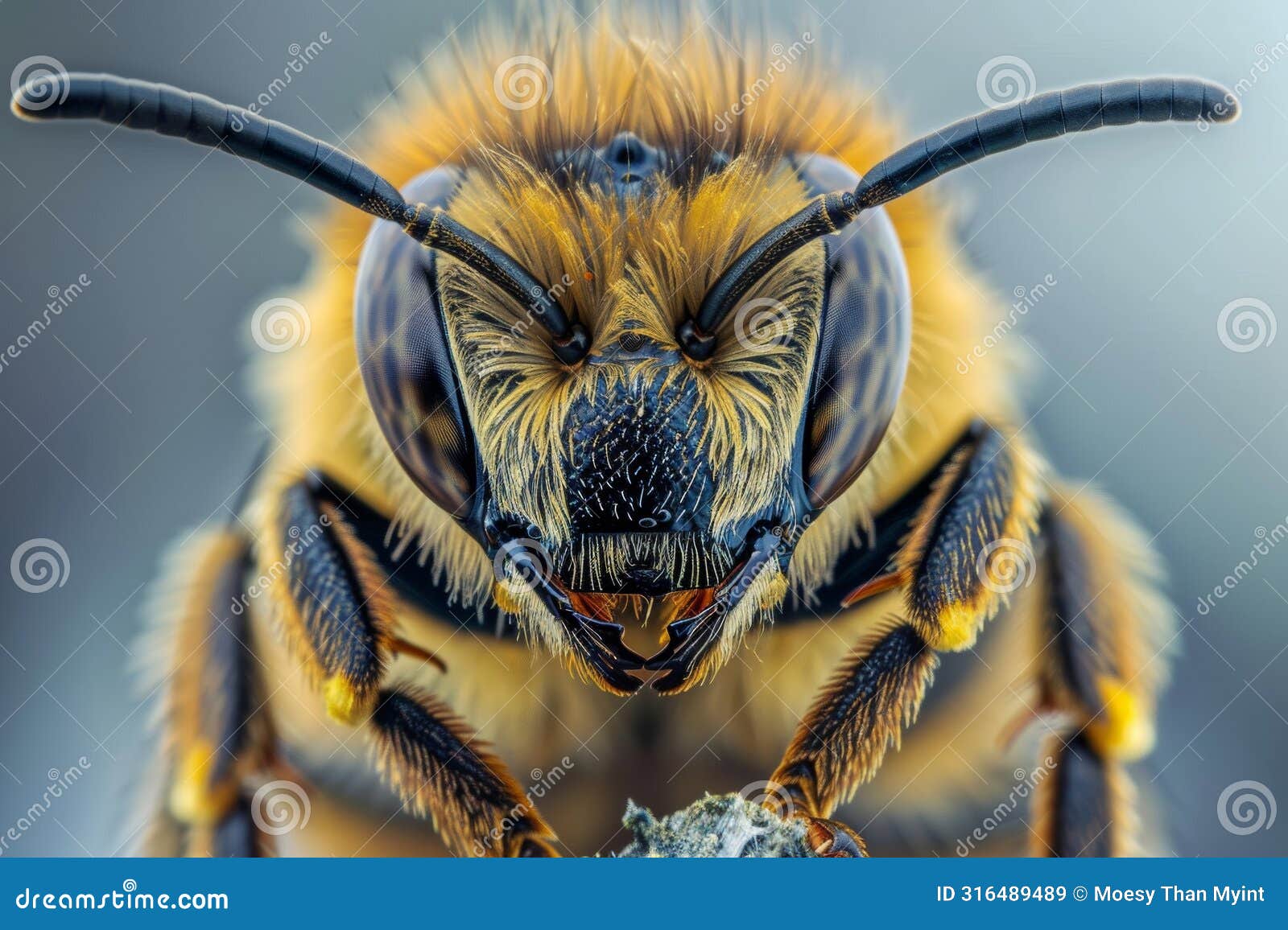 Super Macro Photography of Bee Face with High Details Stock ...