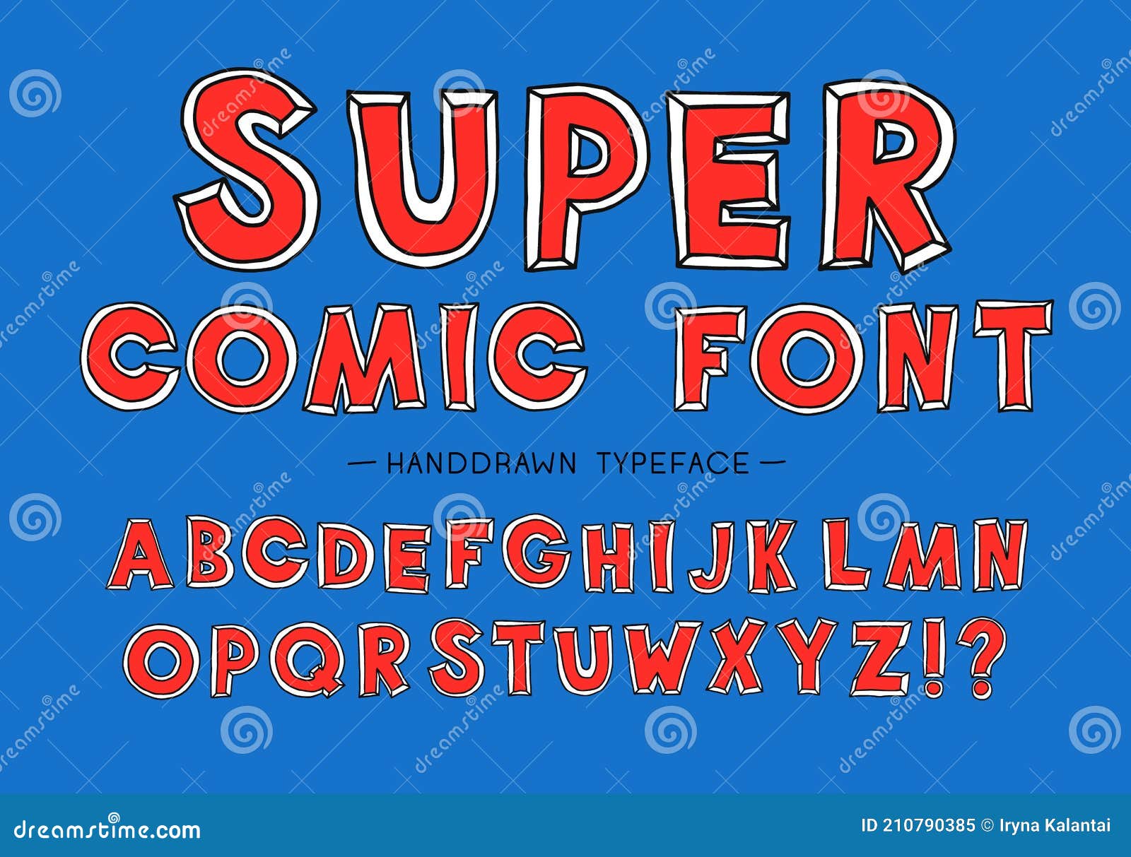Super Man Comic Font. Hand Drawn Vector Typeface. Hand Made Handwritten ...
