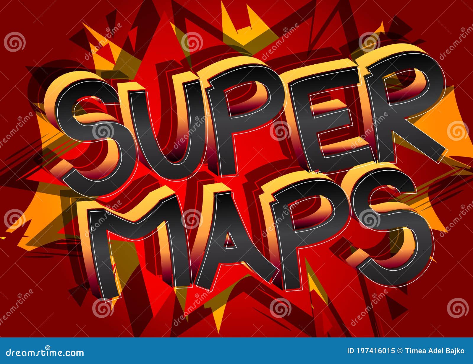 Super Maps Comic Book Style Cartoon Words. Stock Vector - Illustration ...